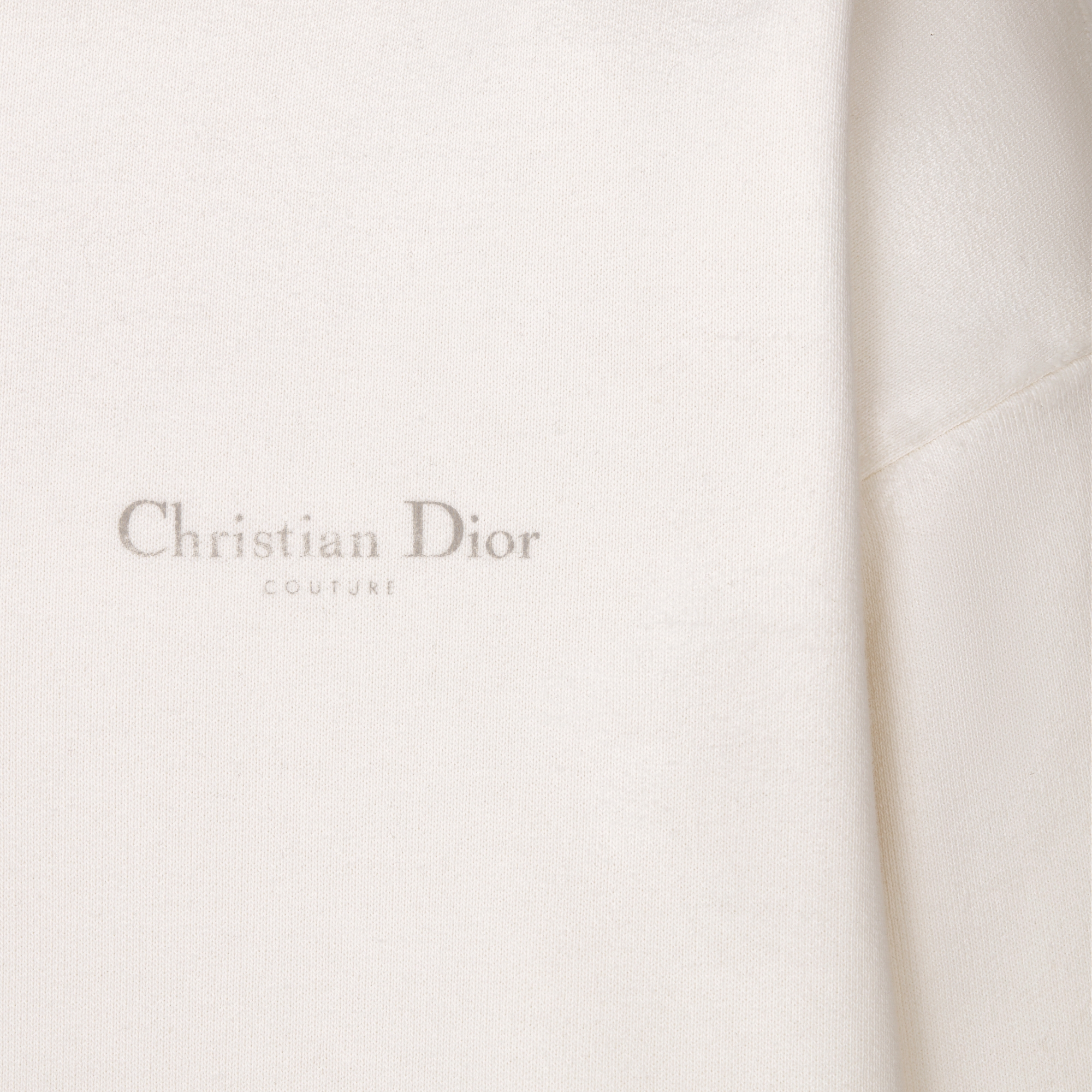 Christian Dior Couture Hooded Lined Sweatshirt White Distressed-Effect ...