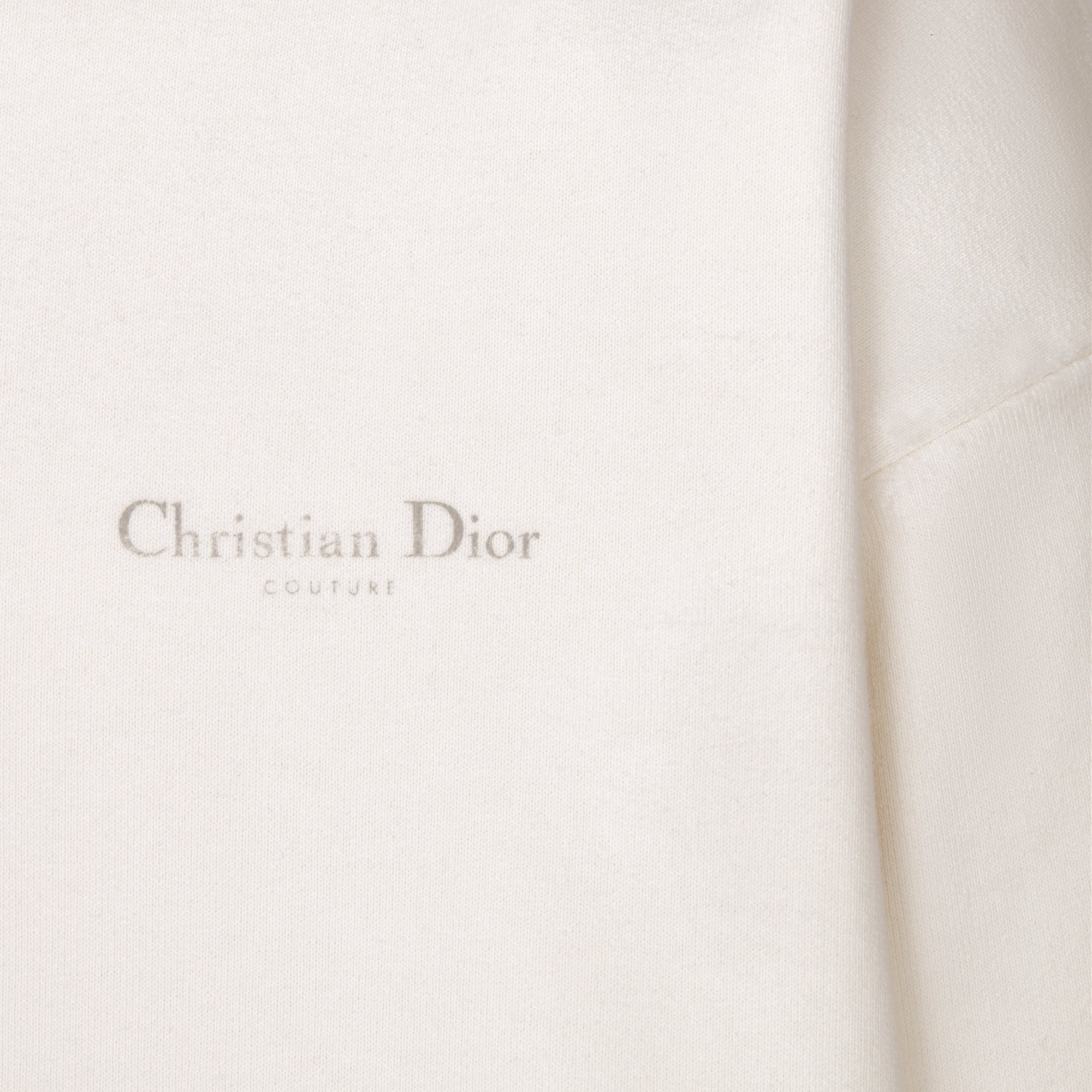Худи на подкладке Christian Dior Couture Хлопковый трикотаж белого цвета с ворсом и состаренным ...