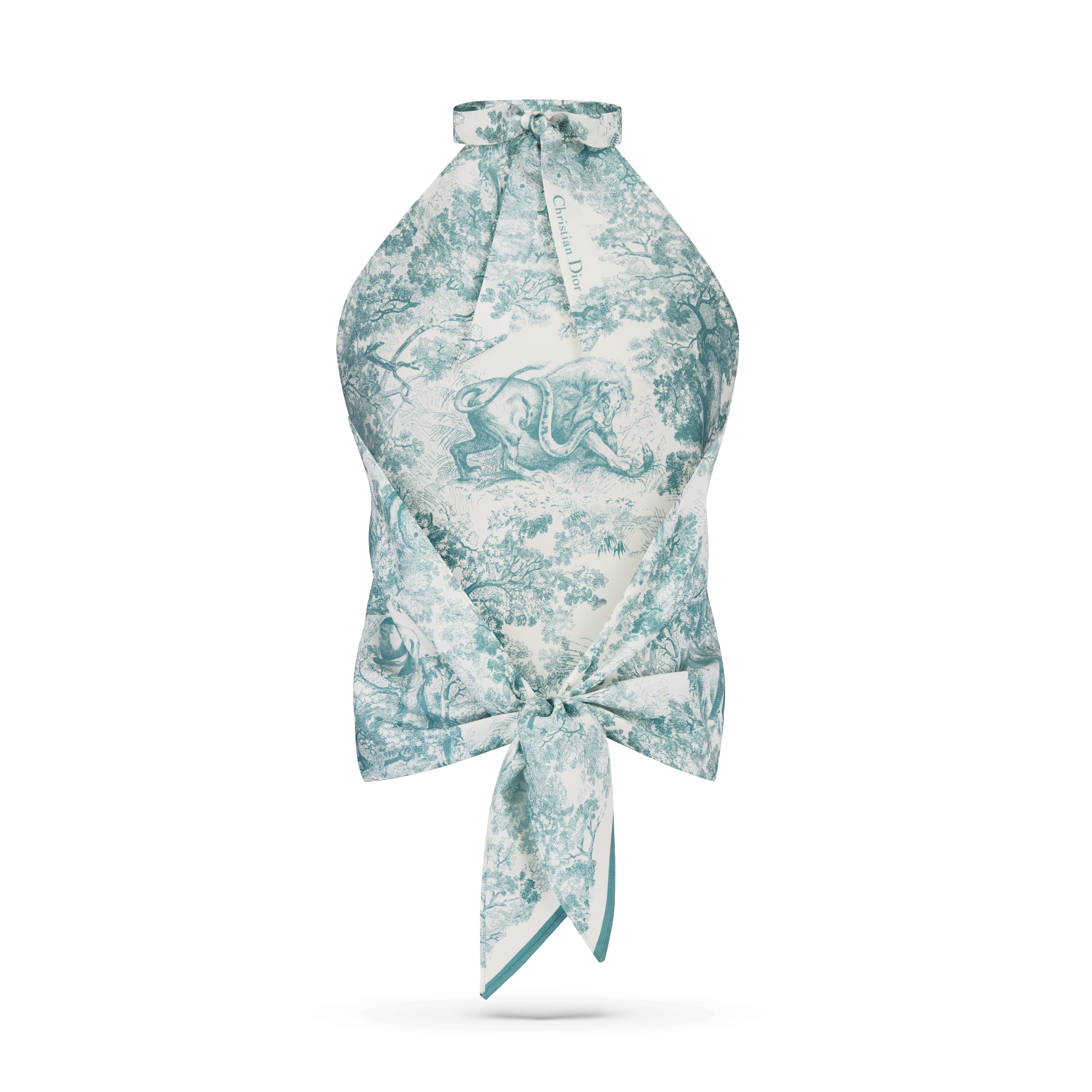 Dioriviera Toile de Jouy Sauvage Dior Silk Top White and Turquoise Silk ...