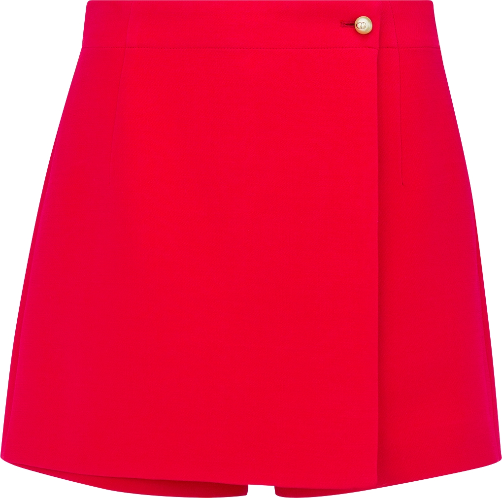 Wrap Miniskirt Red Virgin Wool and Cotton Bouclé Blend | DIOR