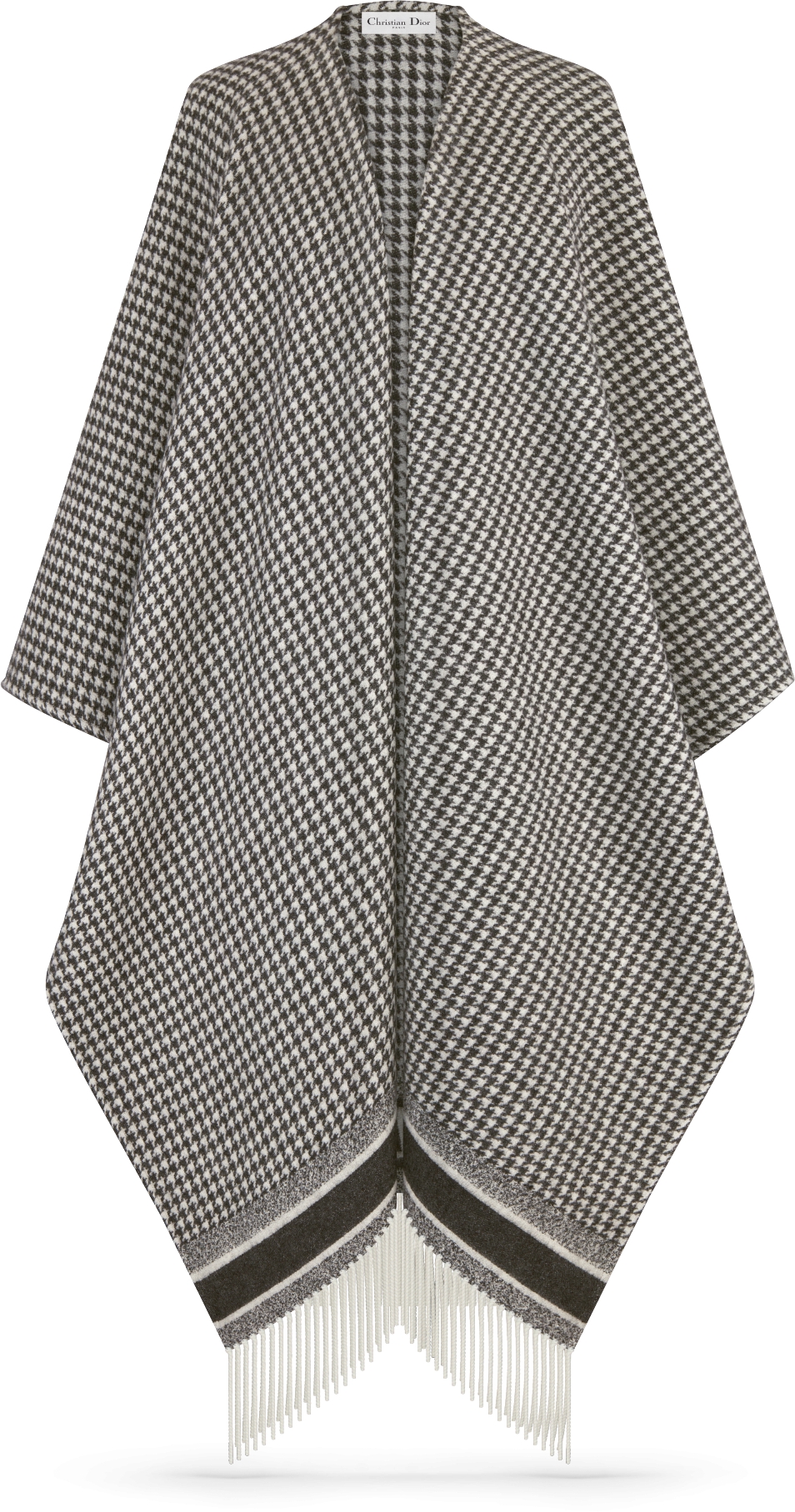 30 Montaigne Poncho Black and White Cashmere and Silk | DIOR