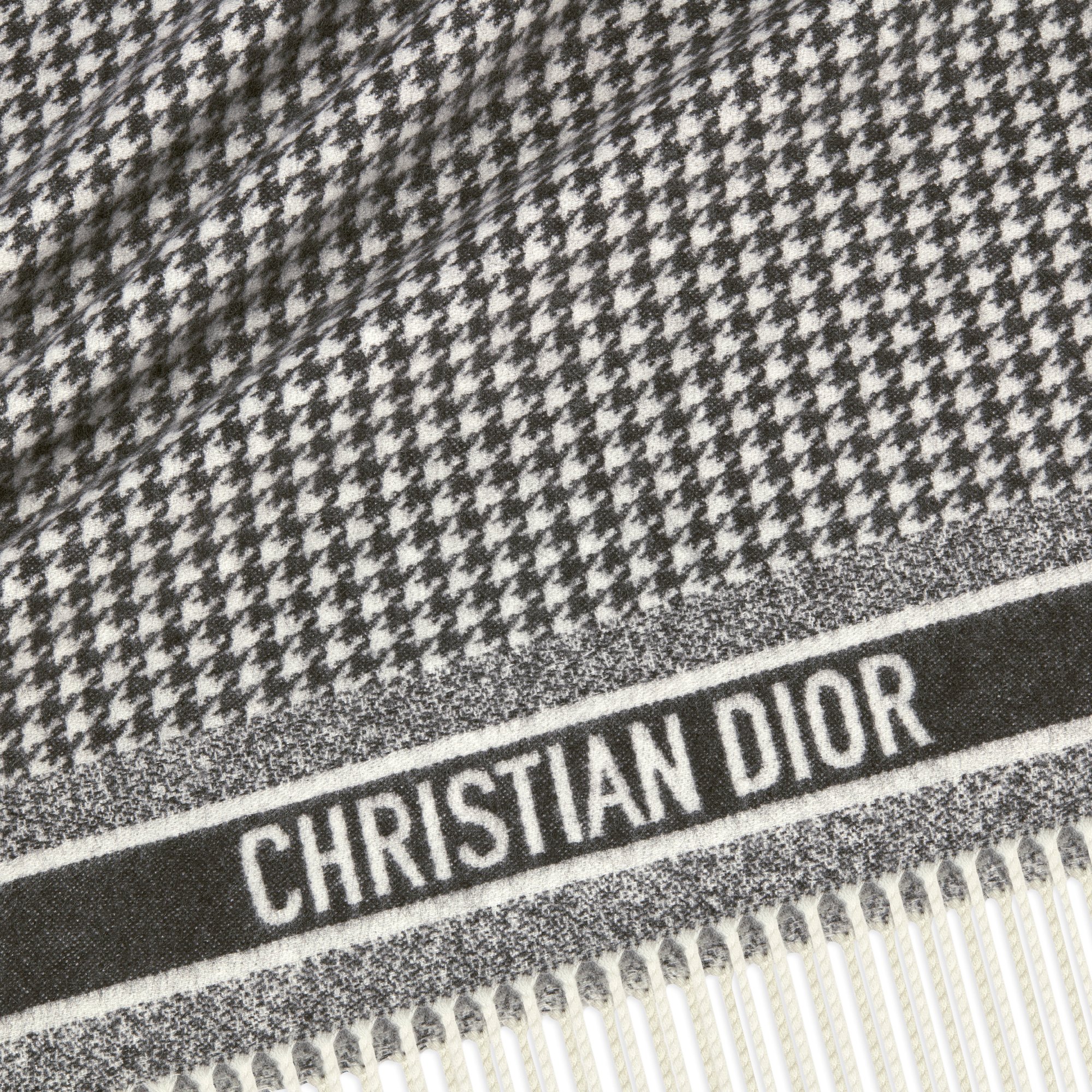 30 Montaigne Poncho Black and White Cashmere and Silk | DIOR