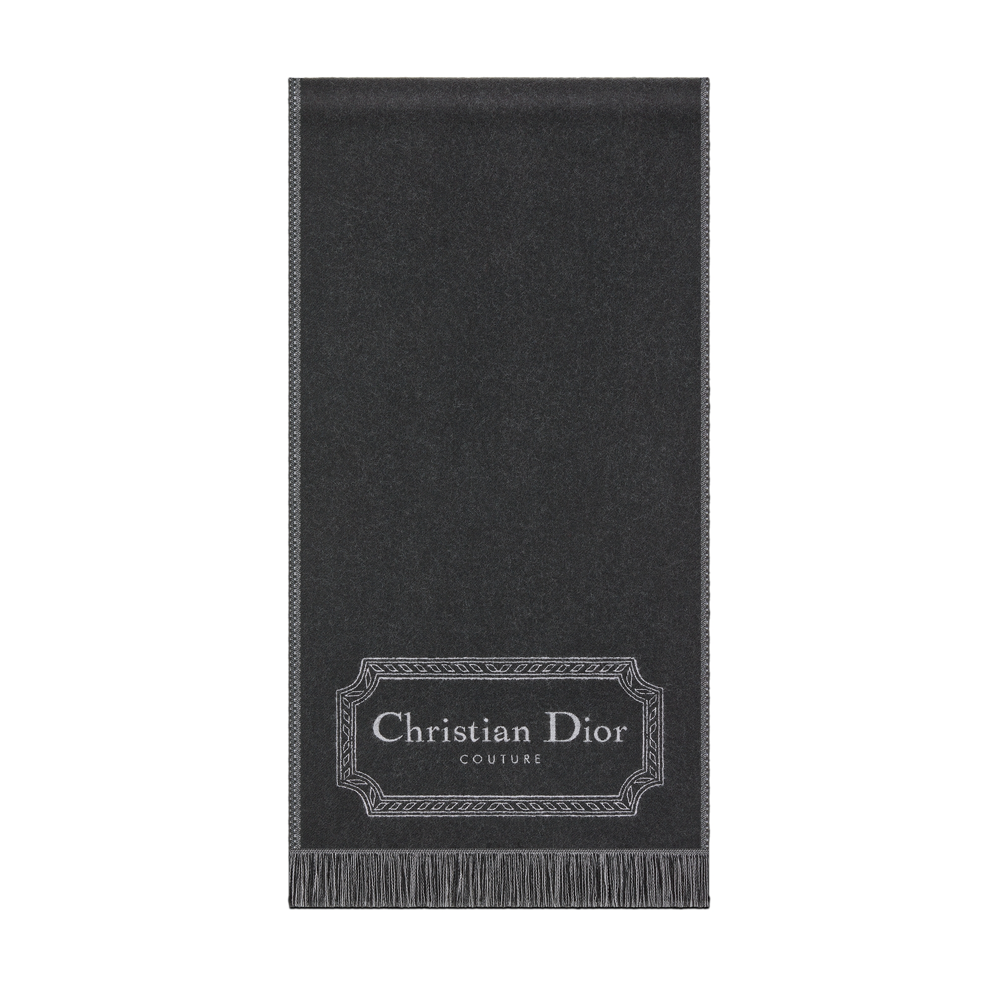 Christian Dior Couture Scarf Anthracite Gray Wool | DIOR