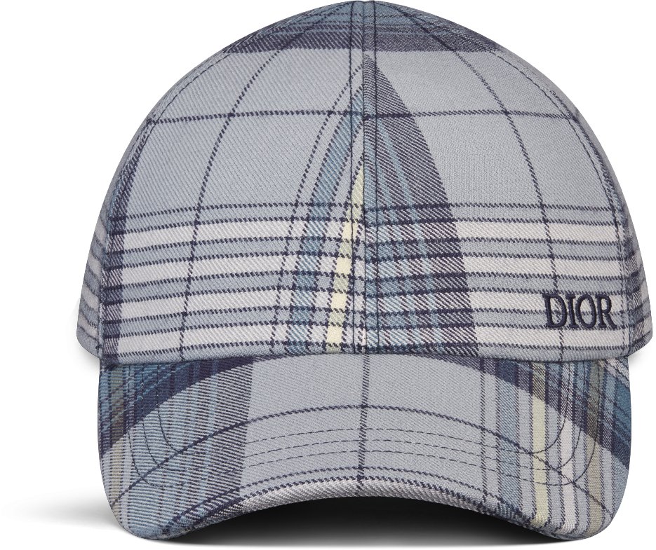 Casquette à carreaux Twill de laine bleu multicolore | DIOR