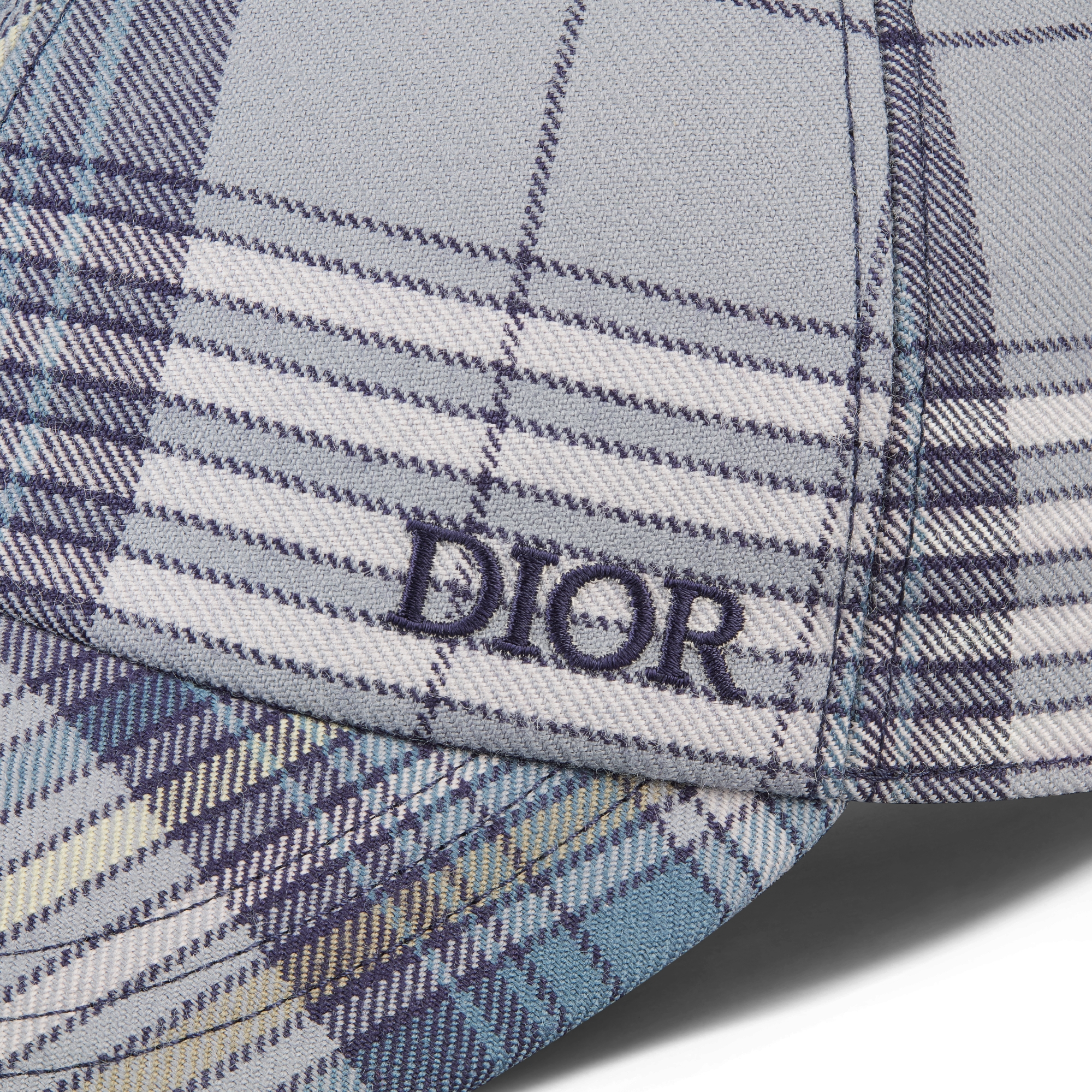 Checkered Cap Blue Multicolor Wool Twill | DIOR
