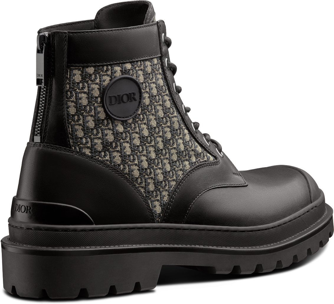 Dior Explorer Ankle Boot Black Smooth Calfskin and Beige and Black Dior ...