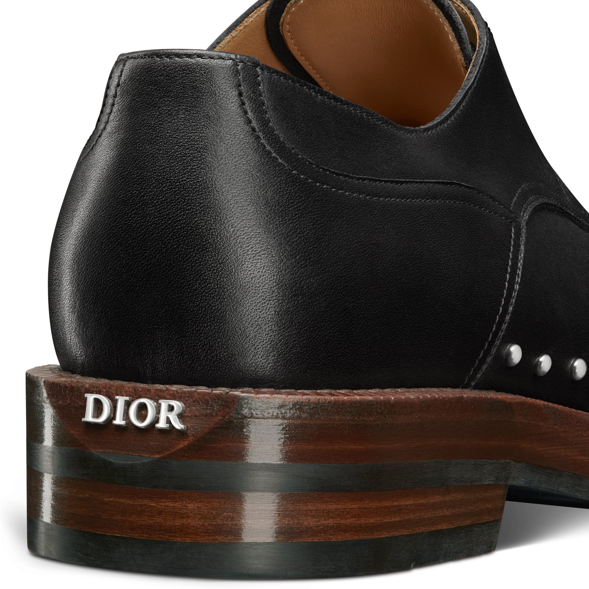 Dior Carlo Derby Shoe Black Smooth Calfskin and Silver-Finish Studs | DIOR