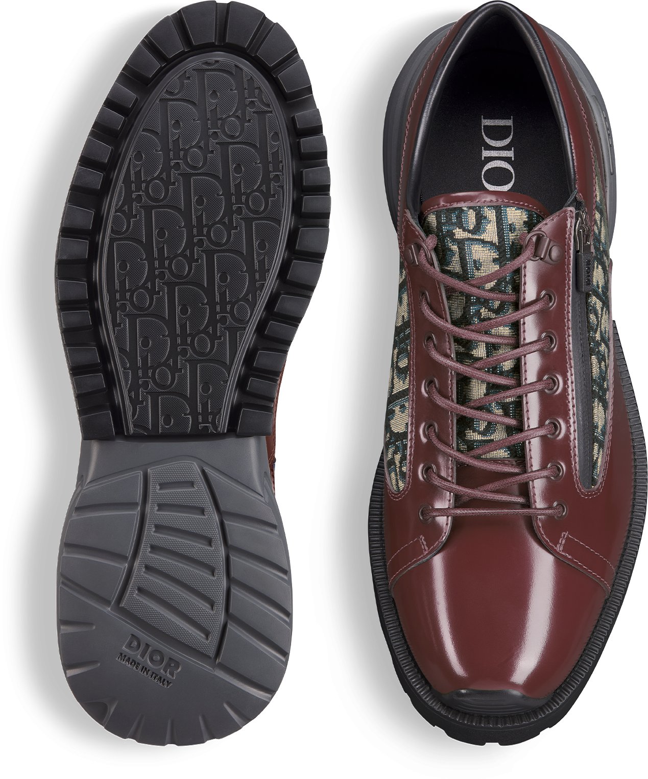 Dior Combat Derby Shoe Burgundy Polished Calfskin with Beige and Black ...
