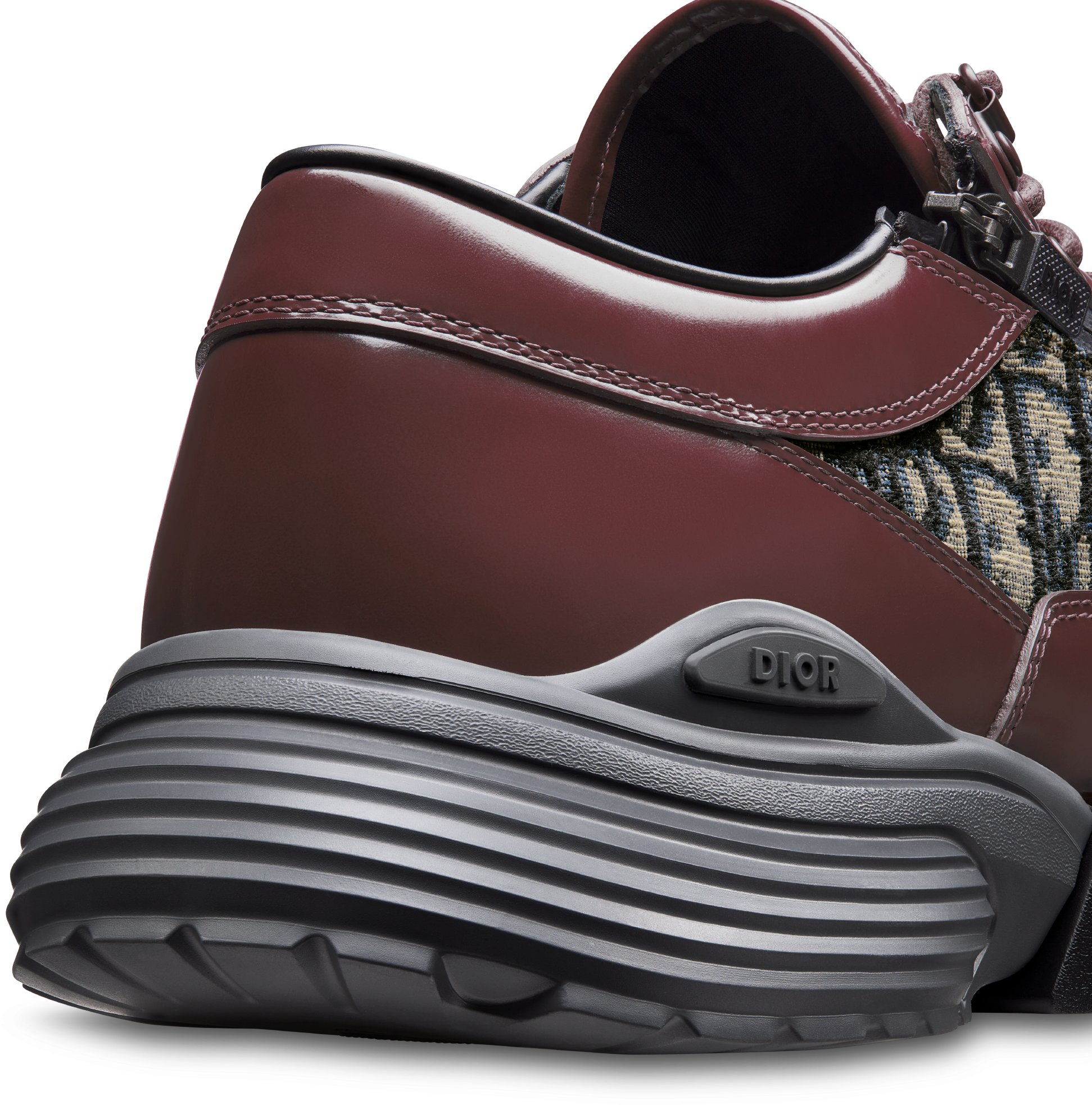 Scarpa Derby Dior Combat Pelle di vitello lucida bordeaux e jacquard ...