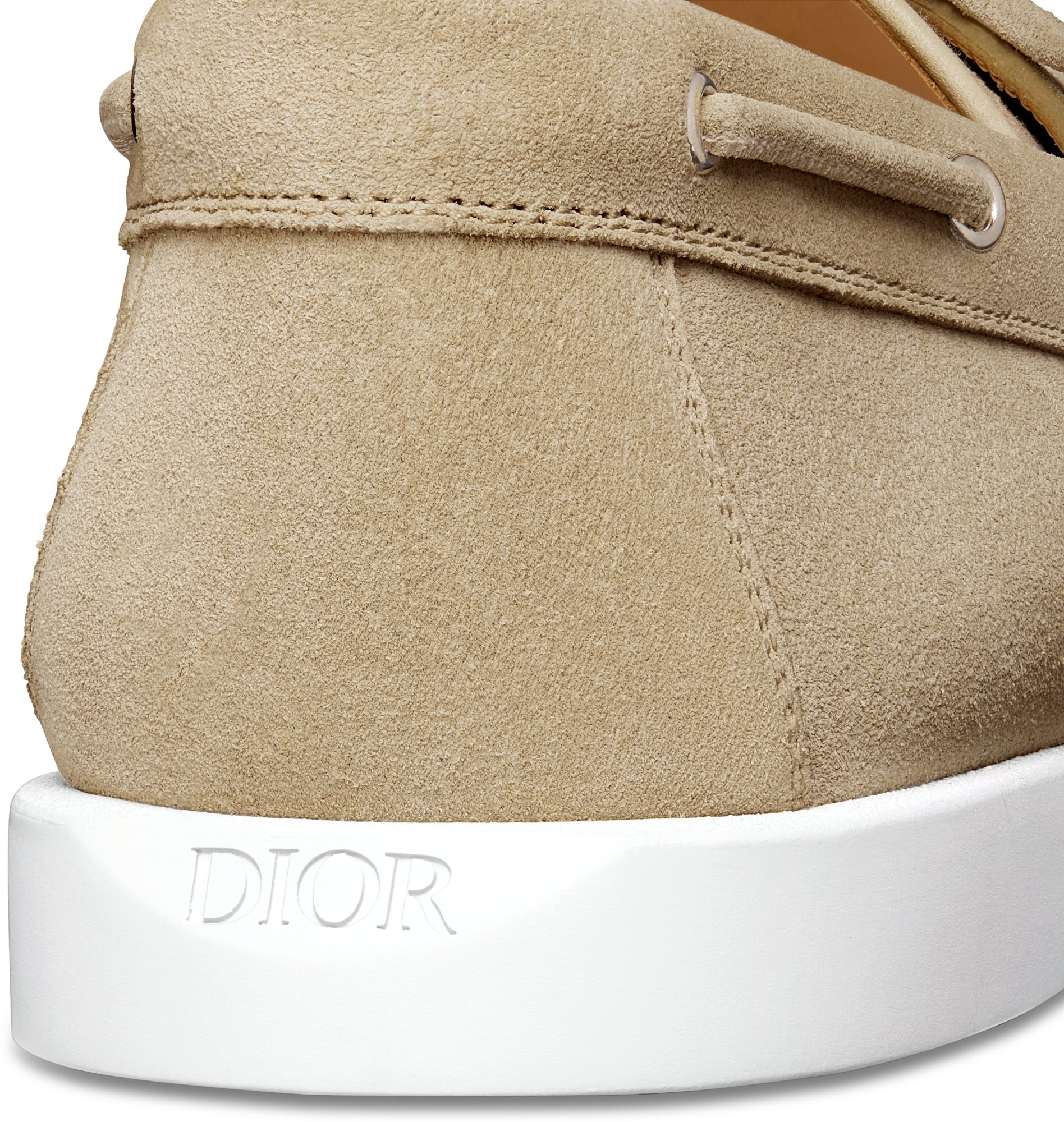Chaussure bateau Dior Granville Suède beige et toile jacquard Dior ...