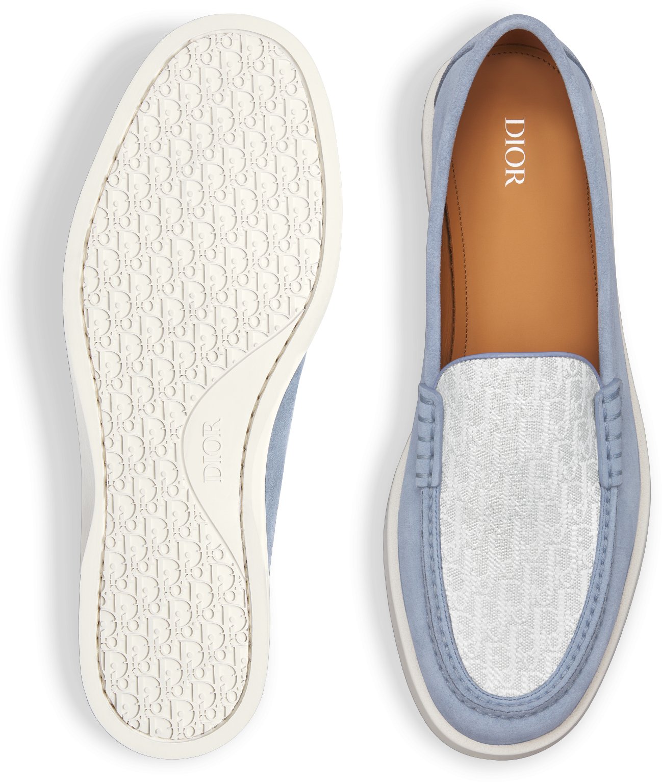 Mocassin Dior Granville Suède bleu et toile jacquard Dior Oblique gris ...