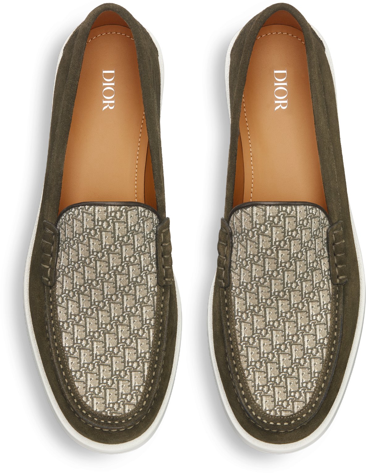 Loafer Dior Granville Jacquard Dior Oblique e camurça cáqui | DIOR