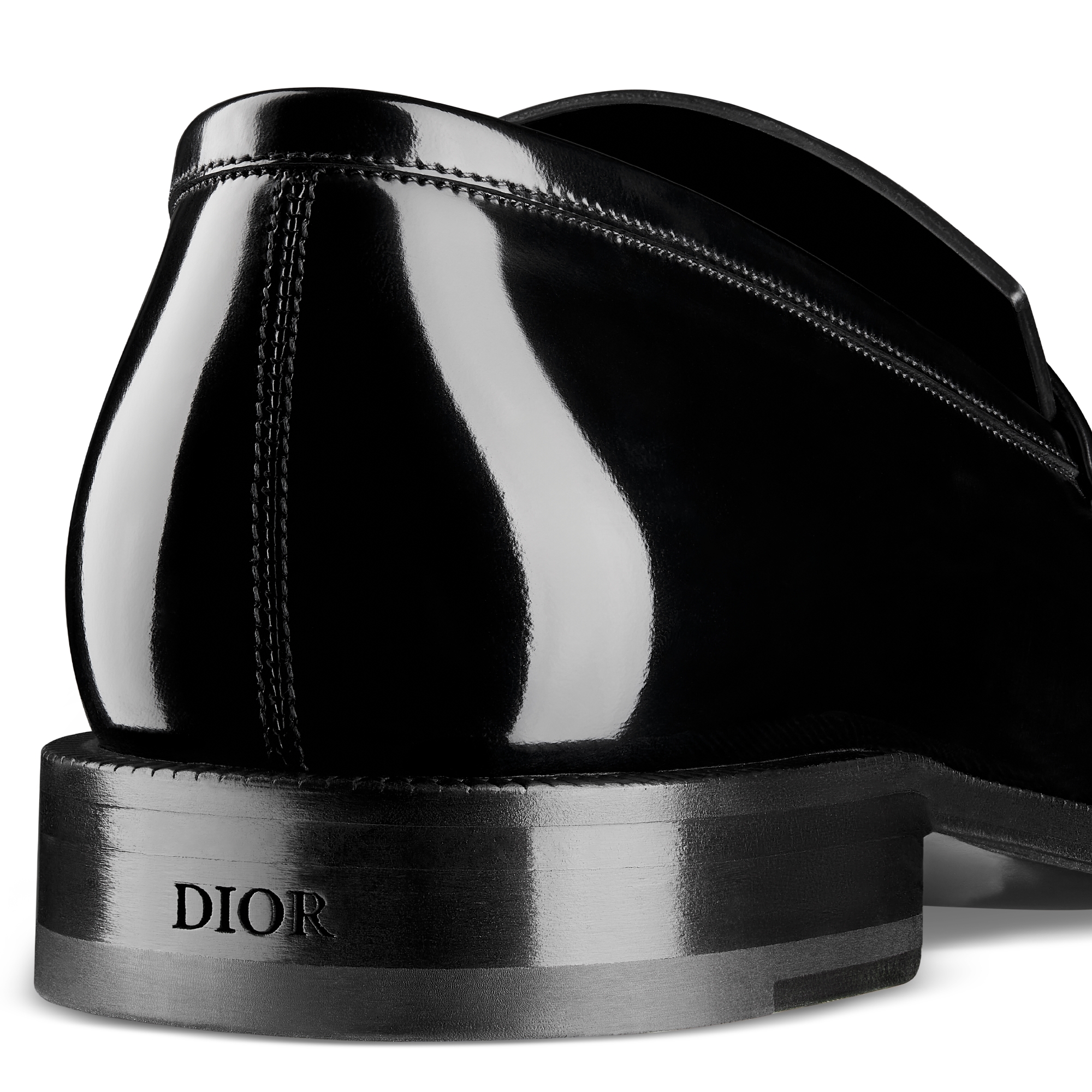 Mocassin Dior Palmarès Cuir de veau verni et tissu technique noirs | DIOR