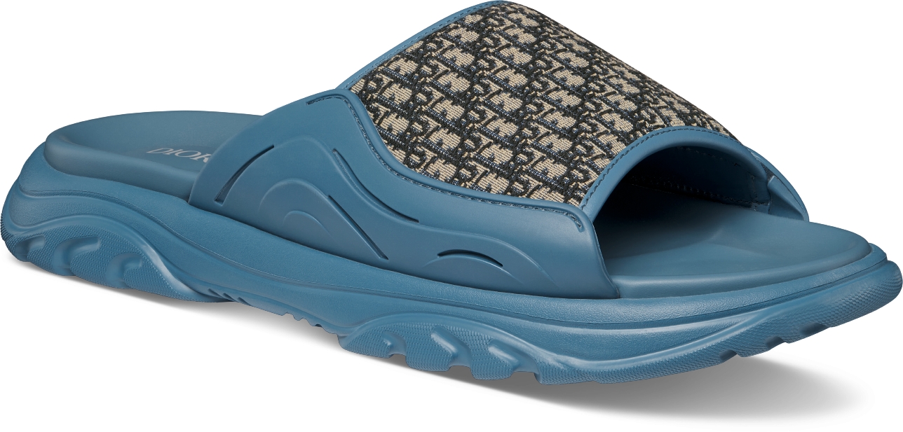 Dior H-Town Sandal Blue Rubber with Beige and Black Dior Oblique ...