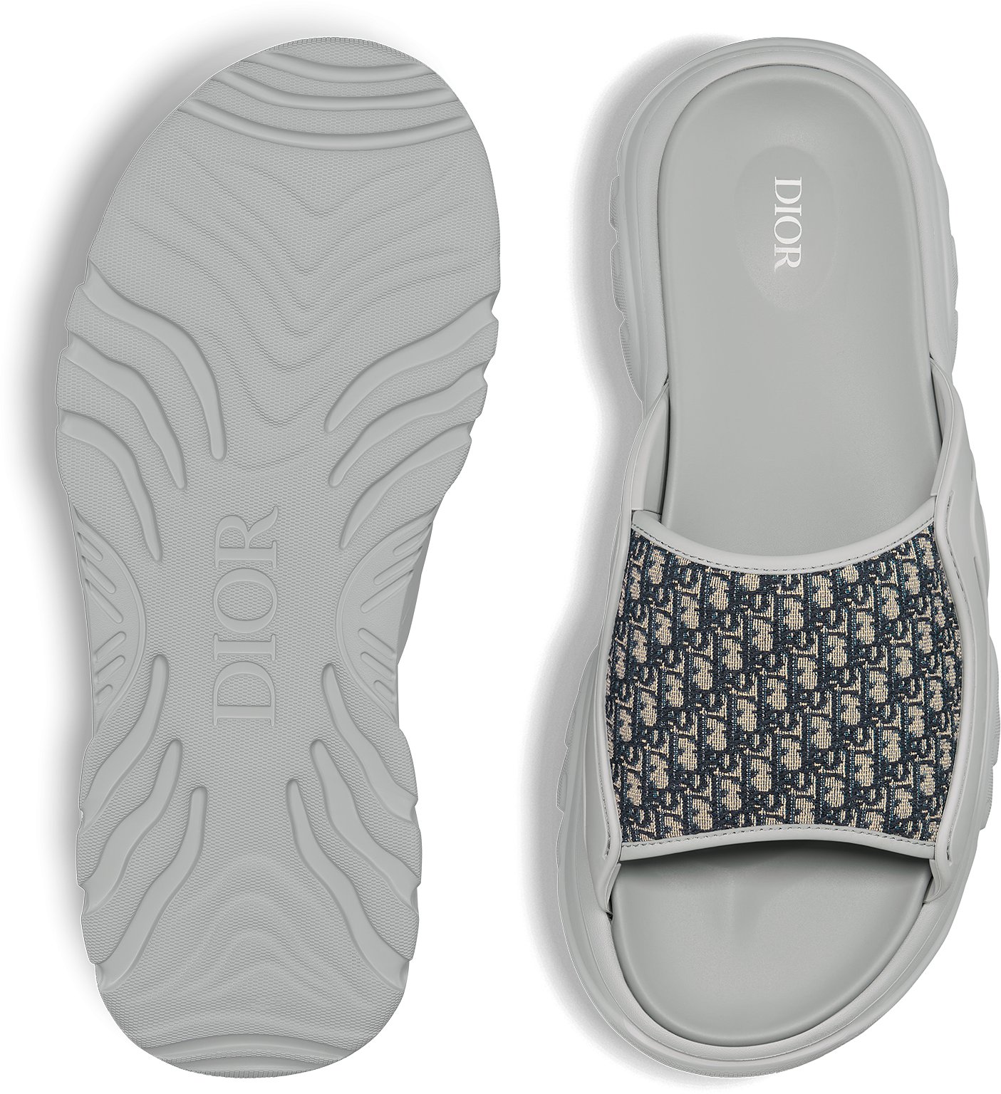 Dior H-Town Sandal Gray Rubber with Beige and Black Dior Oblique ...