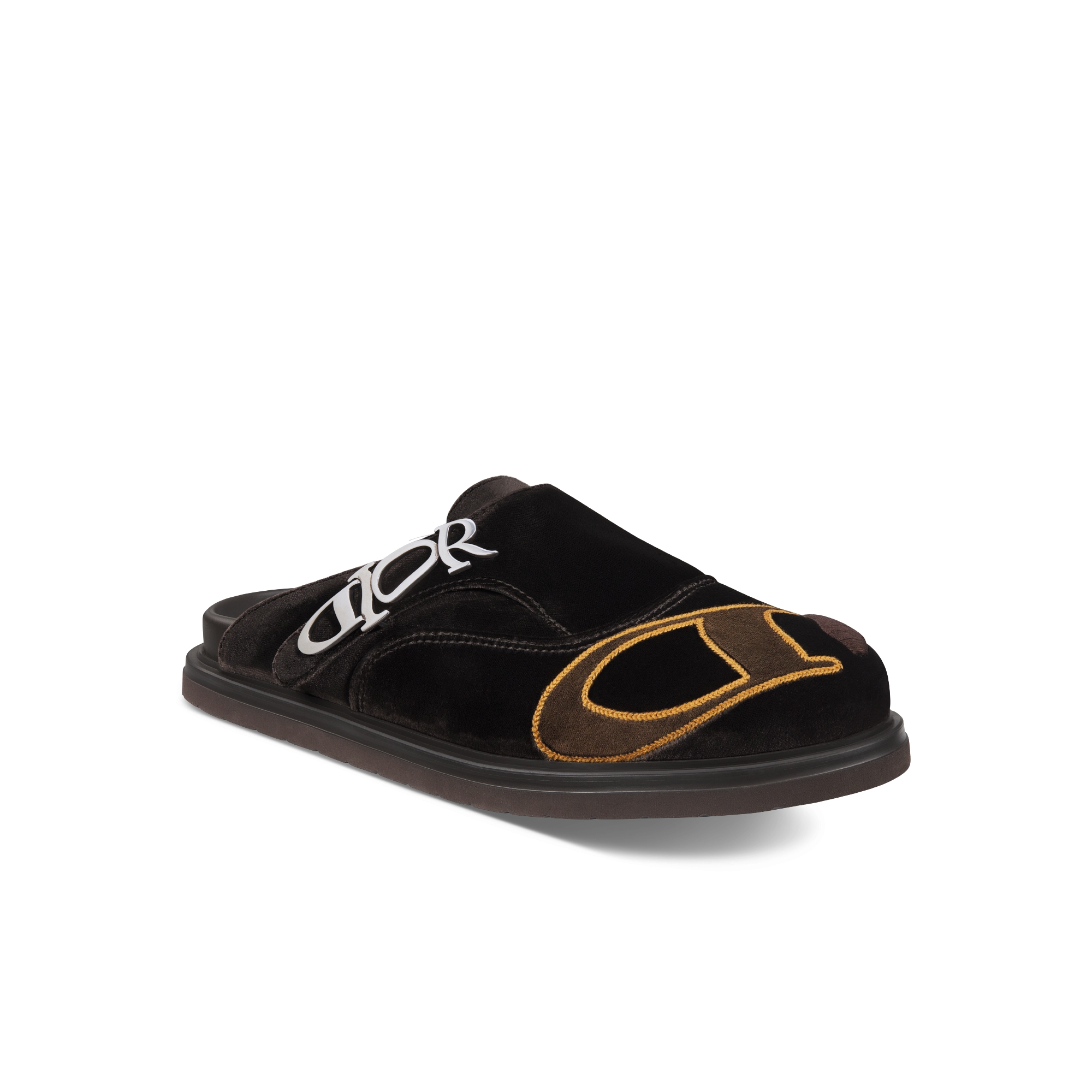DIOR AND LEWIS HAMILTON Dior Aqua Mule Brown Embroidered Velvet | DIOR