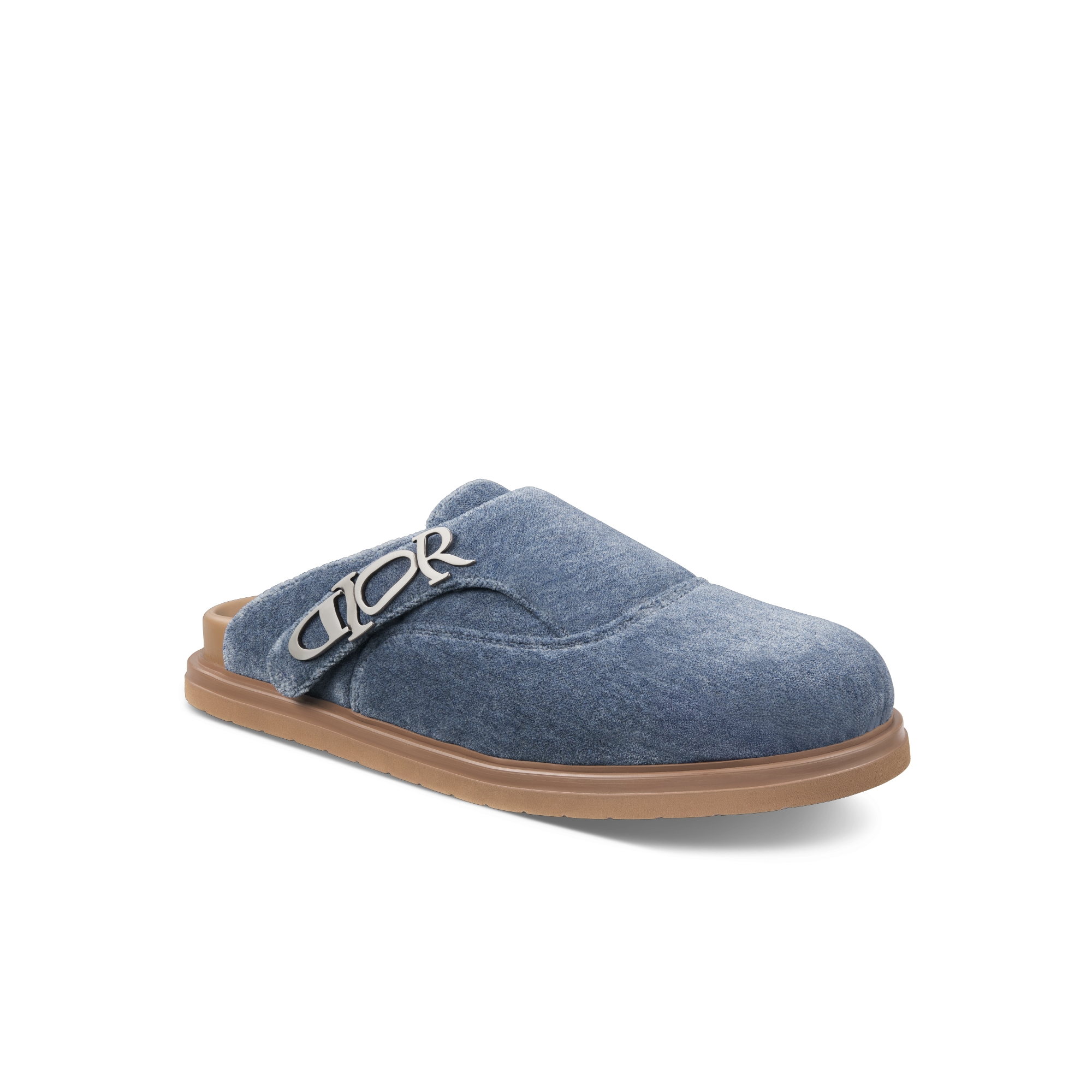 DIOR AND LEWIS HAMILTON Dior Aqua Mule Blue Denim-Effect Velvet | DIOR