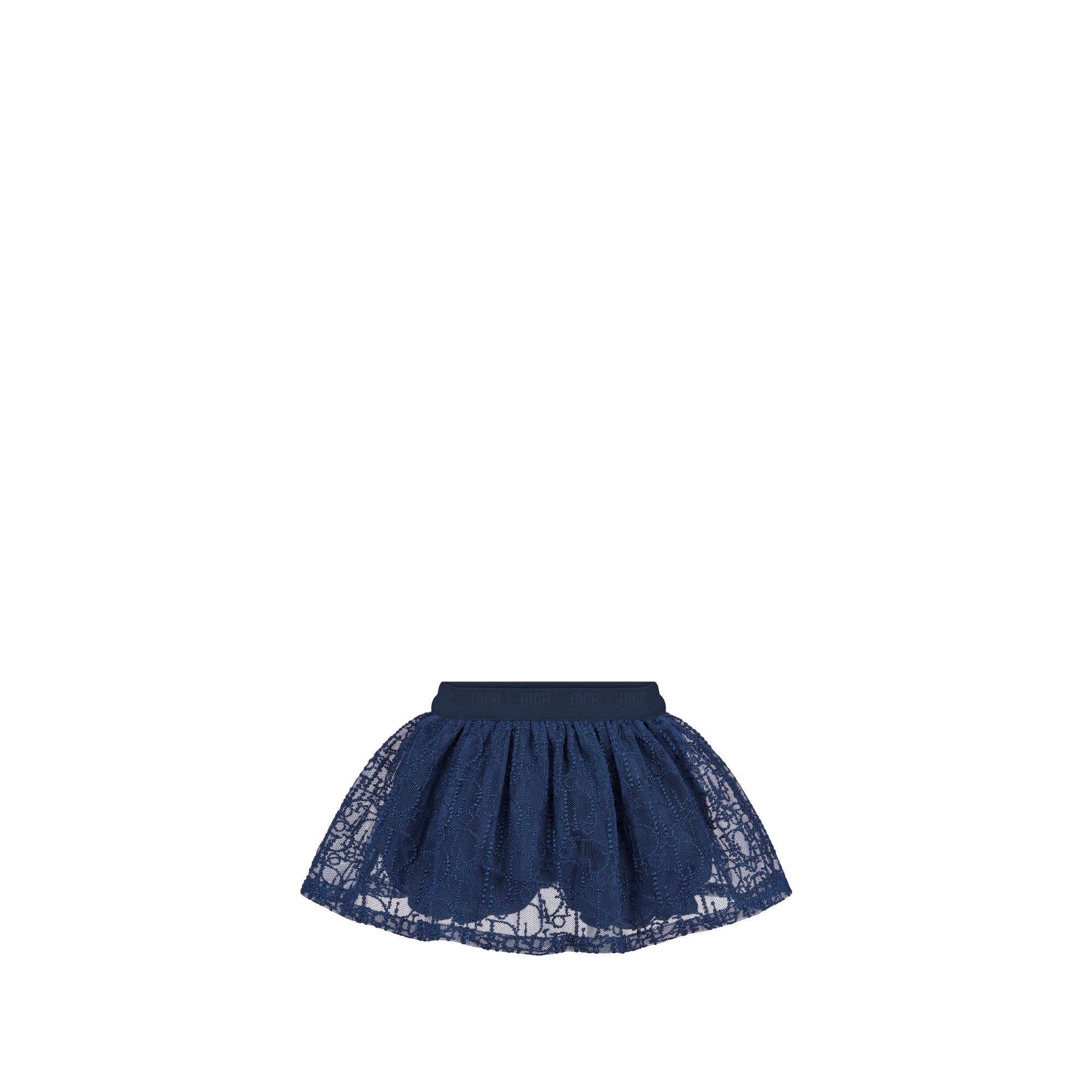 Korte rok voor baby’s Marineblauwe geborduurde tule met Dior Oblique ...