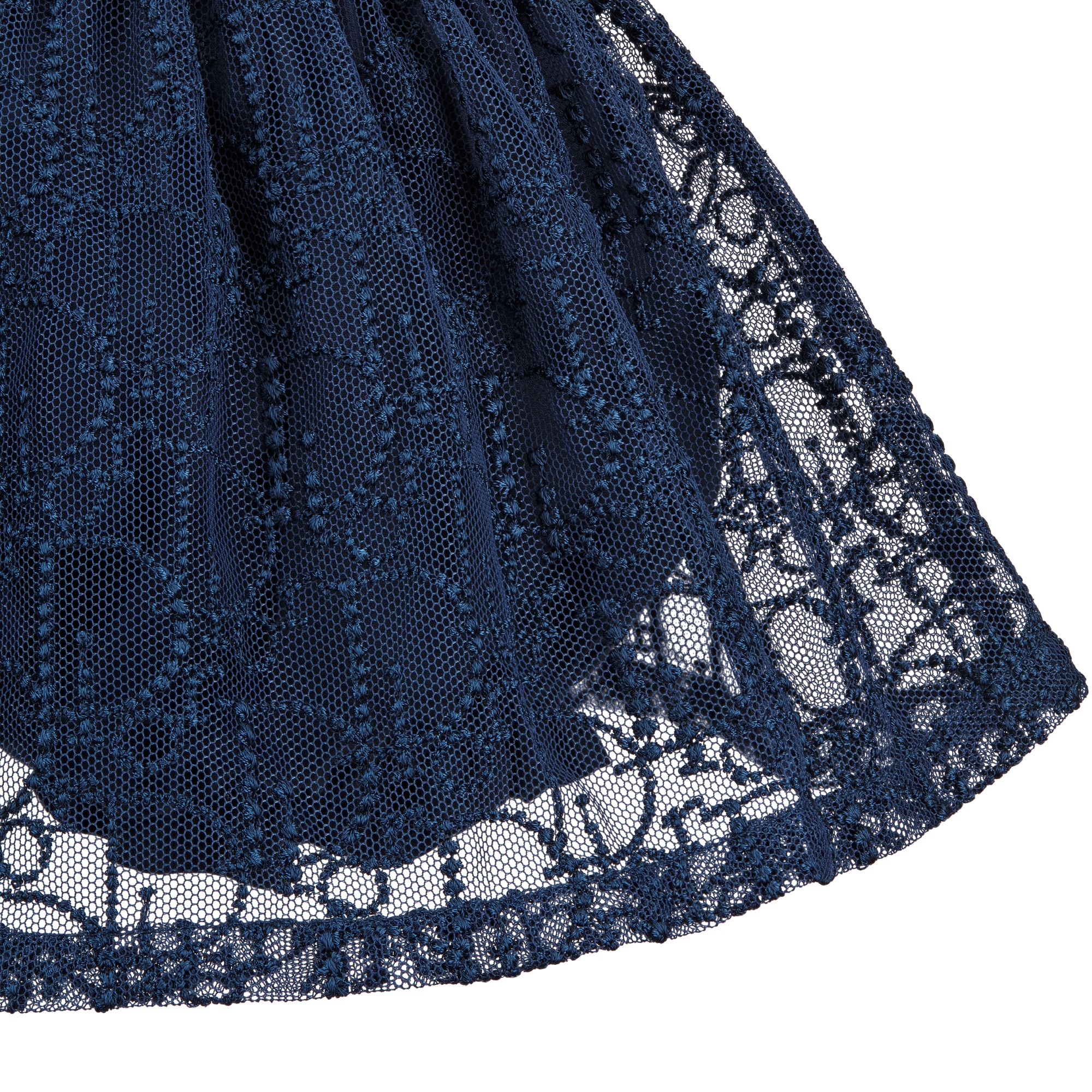 Korte rok voor baby’s Marineblauwe geborduurde tule met Dior Oblique ...