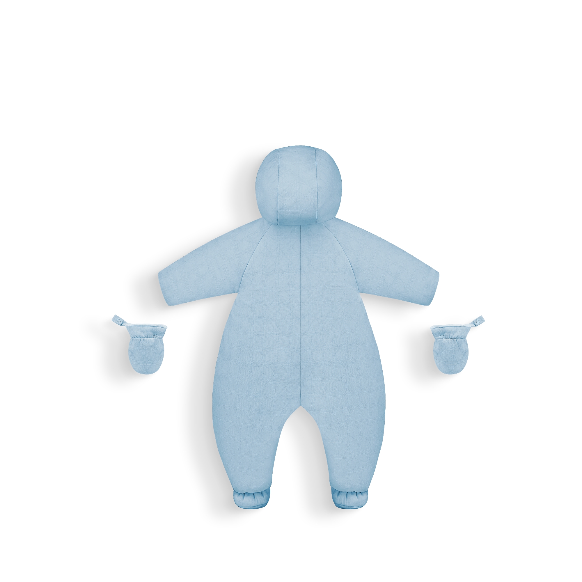 Rompertje in pilotenlook Hemelsblauwe katoenjersey met Cannage-motief ...