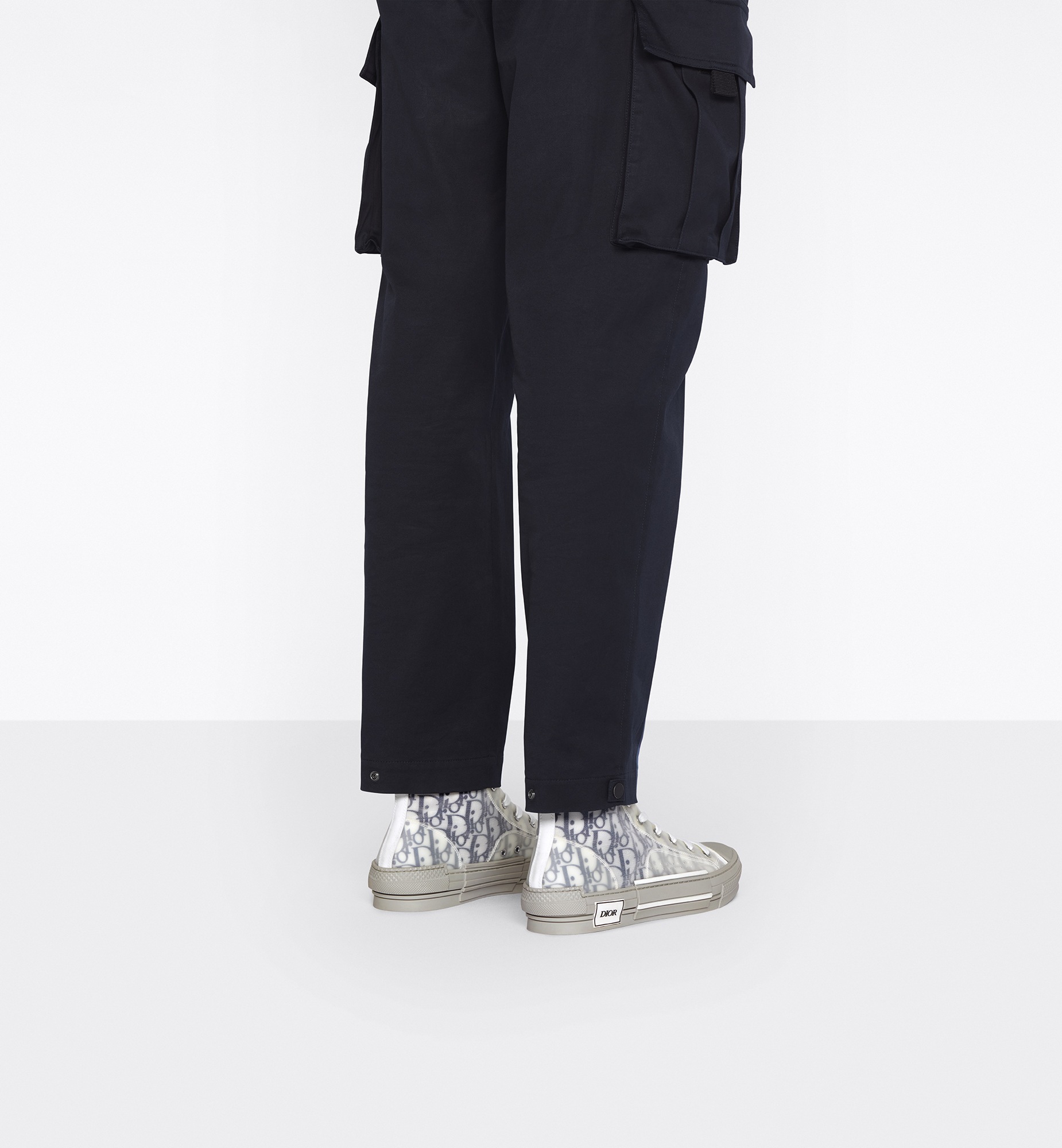 Sneaker B23 League haute Toile Dior Oblique blanc et bleu marine | DIOR