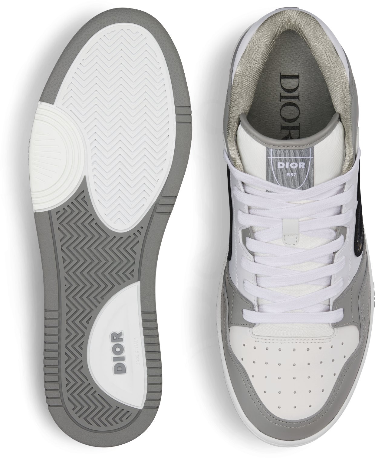 B57 Mid-Top Sneaker Gray and White Smooth Calfskin with Beige and Black ...