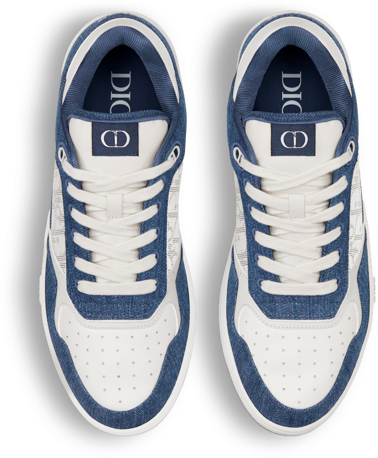 B27 Uptown Low-Top Sneaker White Smooth Calfskin, Blue Denim and White ...