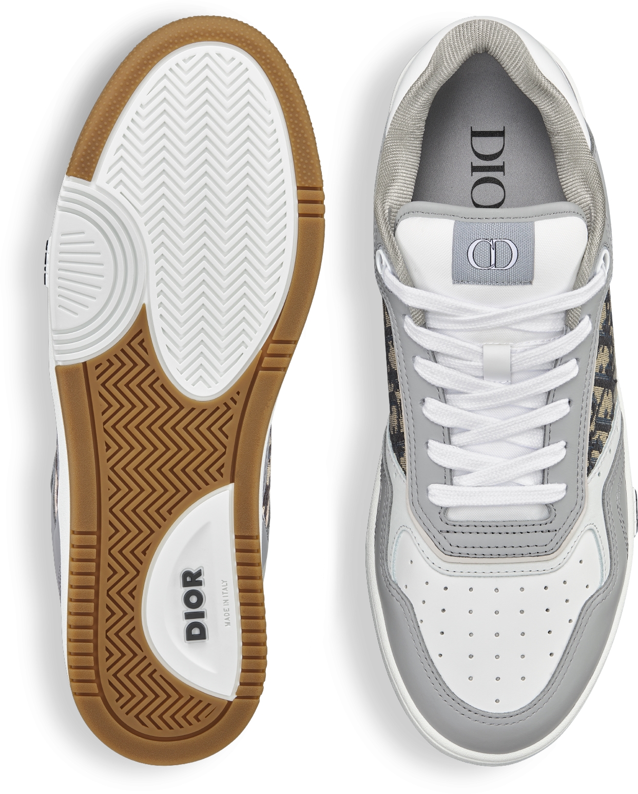 B27 Low-Top Sneaker Gray and White Smooth Calfskin with Beige and Black ...