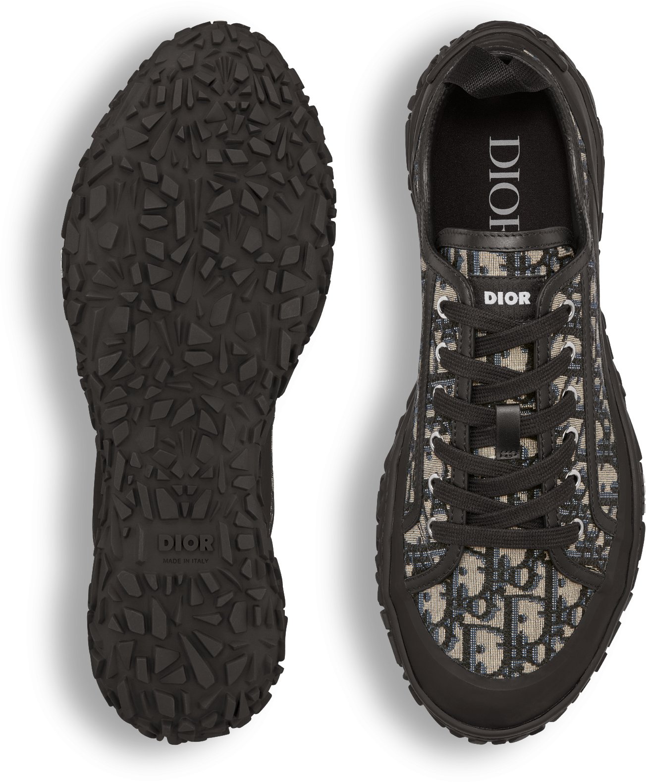 Derby Diorizon Toile jacquard Dior Oblique beige et noir et gomme noire ...