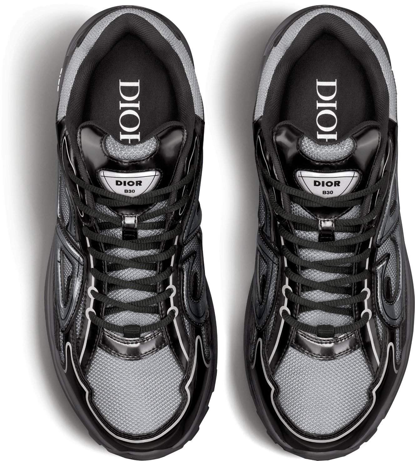 B30 Countdown Sneaker Light Gray Technical Mesh and Black Brilliant-Finish Technical Fabric | DIOR