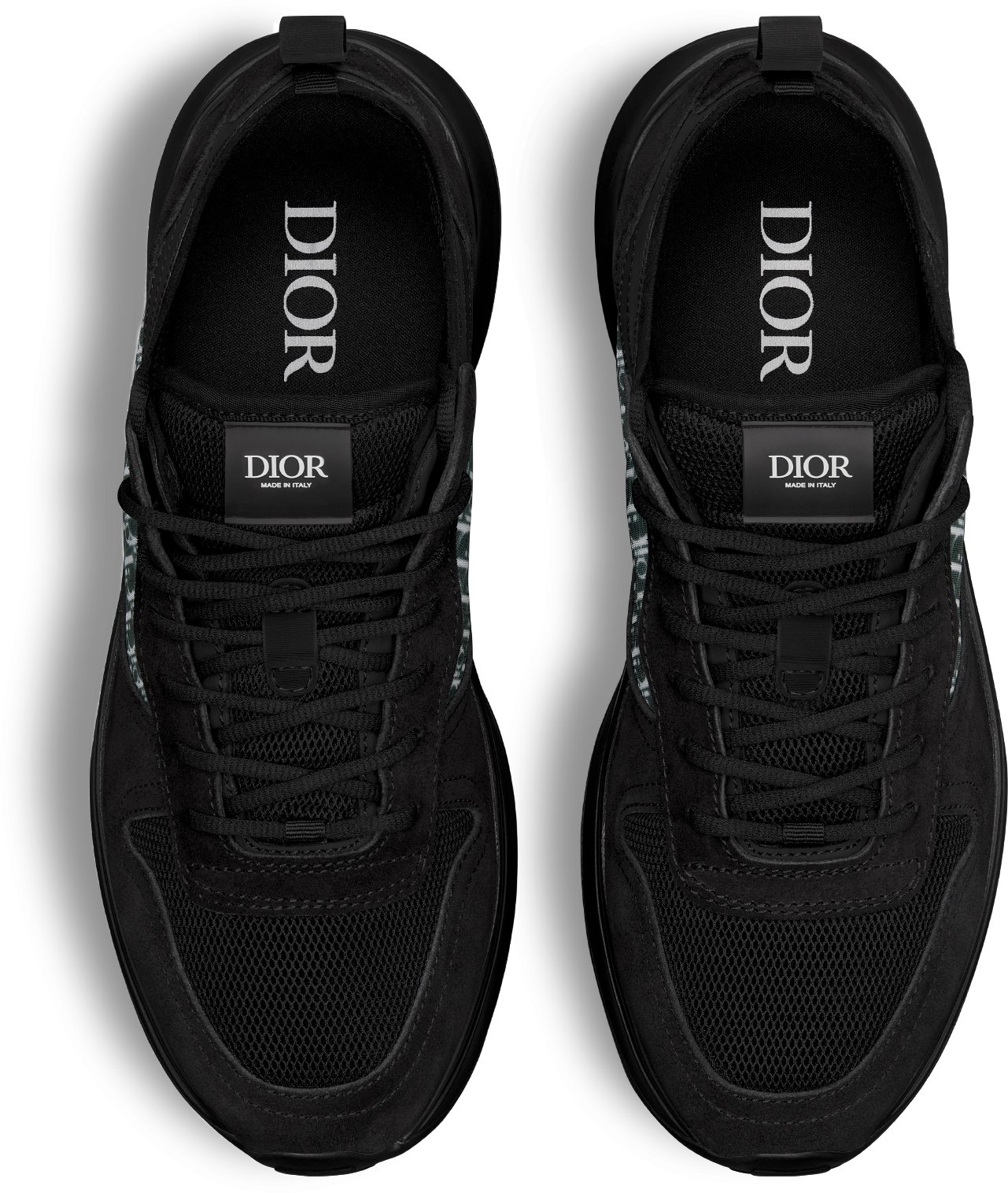 B25 Runner Sneaker Black Suede and Black Technical Mesh with Black and ...