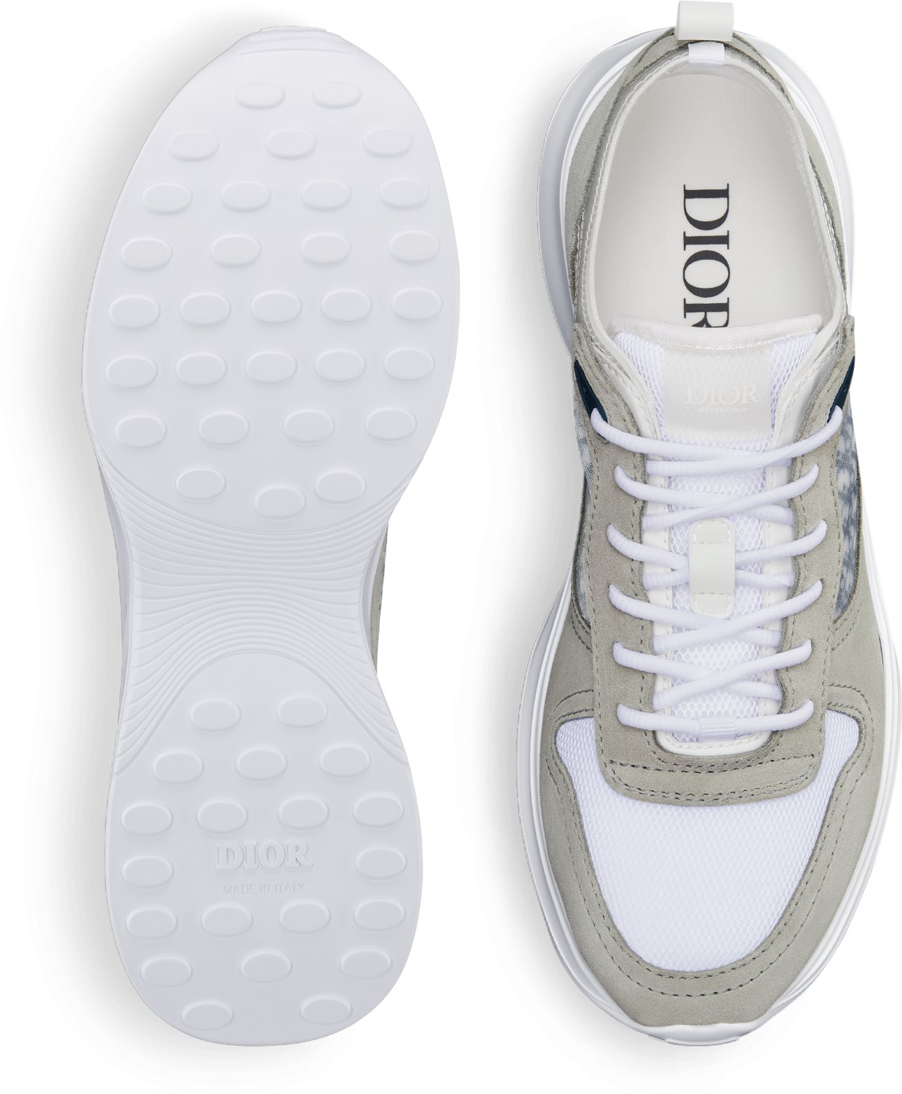 B25 Runner Sneaker Gray Suede and White Technical Mesh with Blue and ...