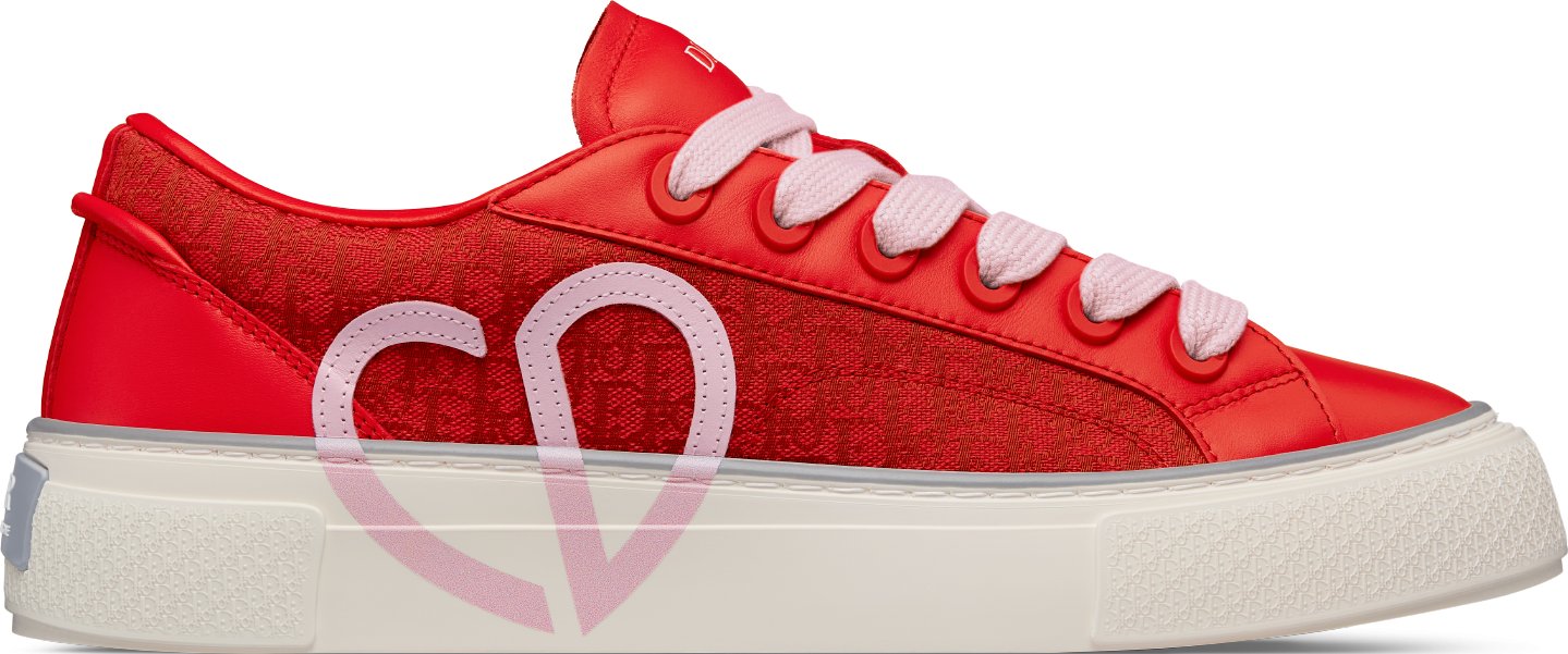 B33 Sneaker Red Smooth Calfskin and Red Dior Oblique Jacquard | DIOR