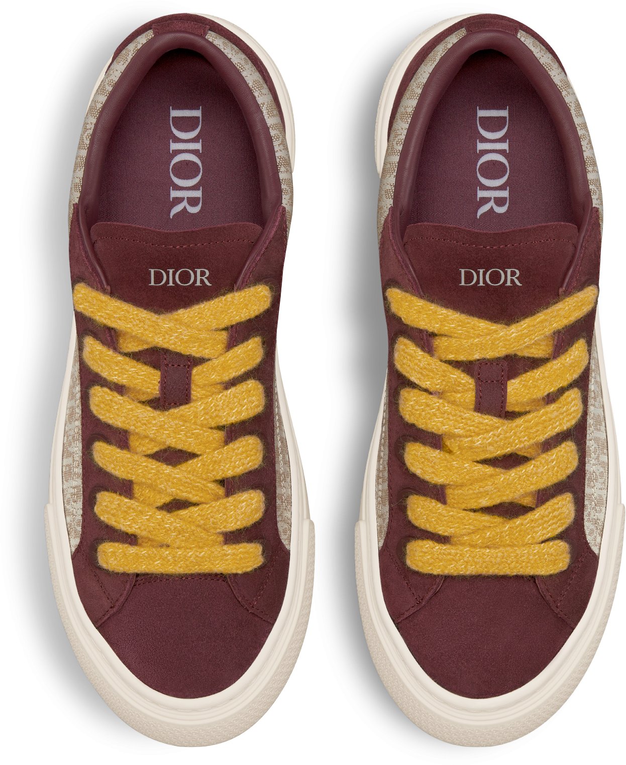 B33 Sneaker Beige Dior Oblique Jacquard and Burgundy Suede | DIOR