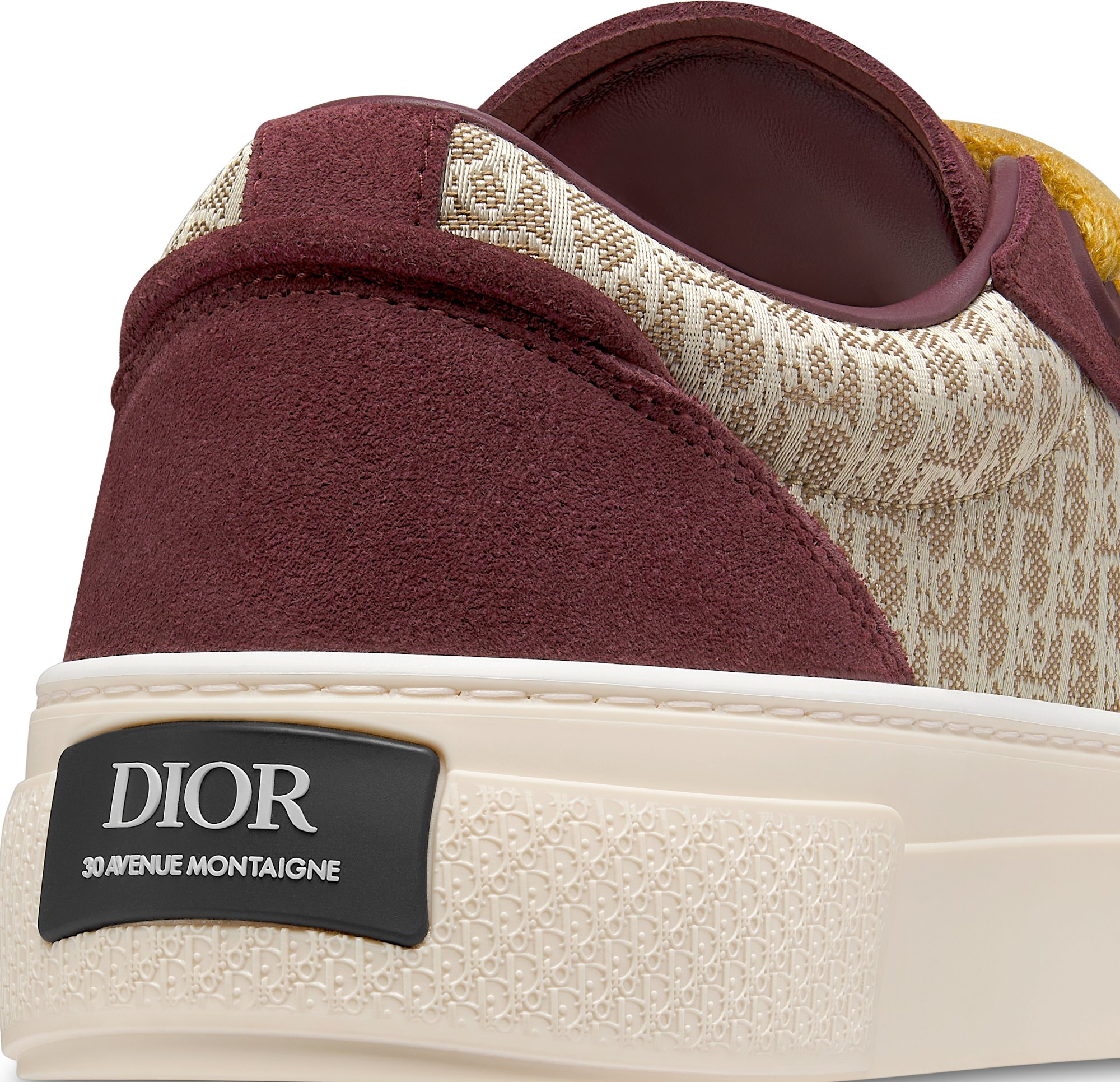 B33 Spin Sneaker Beige Dior Oblique Jacquard and Burgundy Suede | DIOR