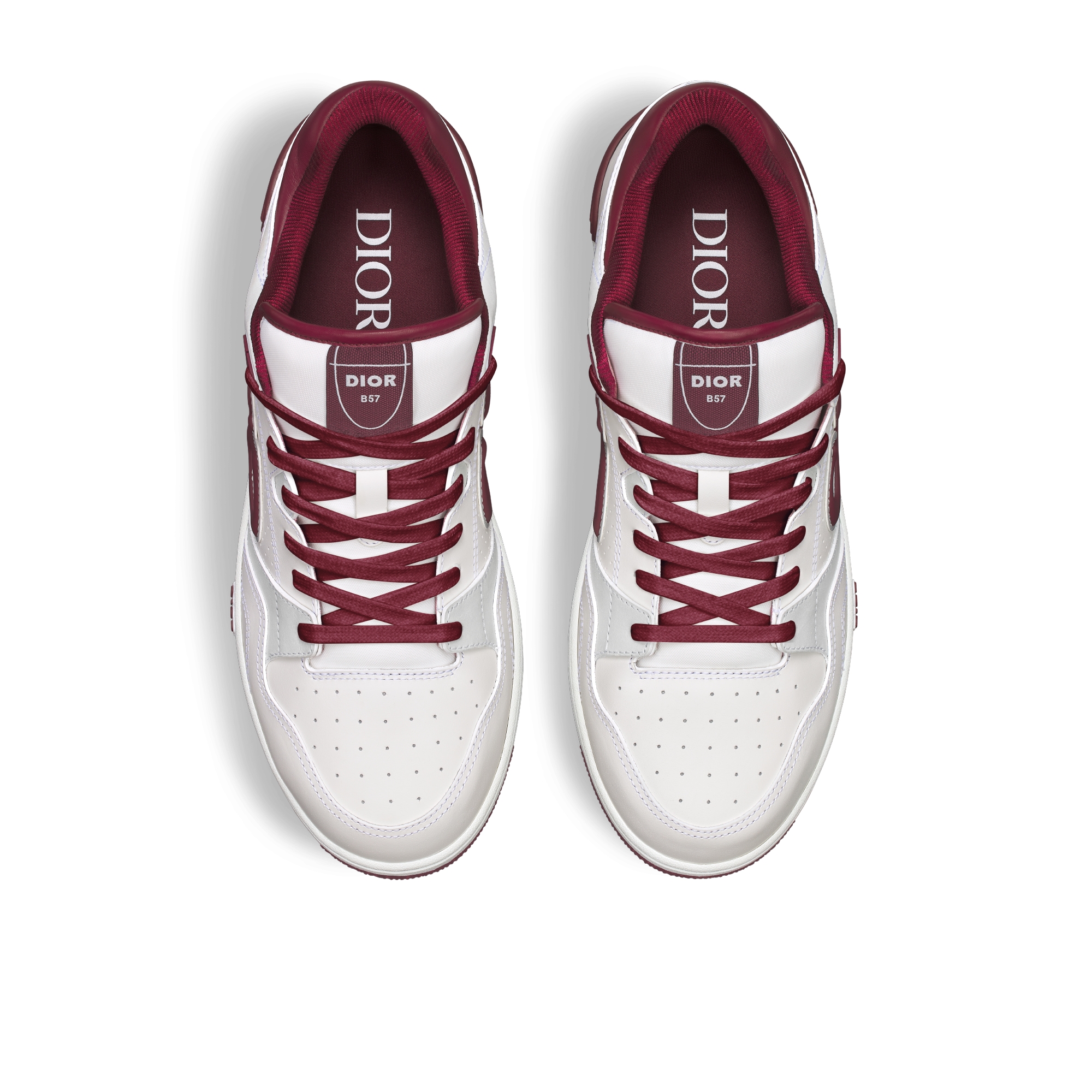 Sneaker bassa B57 Dribble Pelle di vitello liscia bianca e rossa con ...