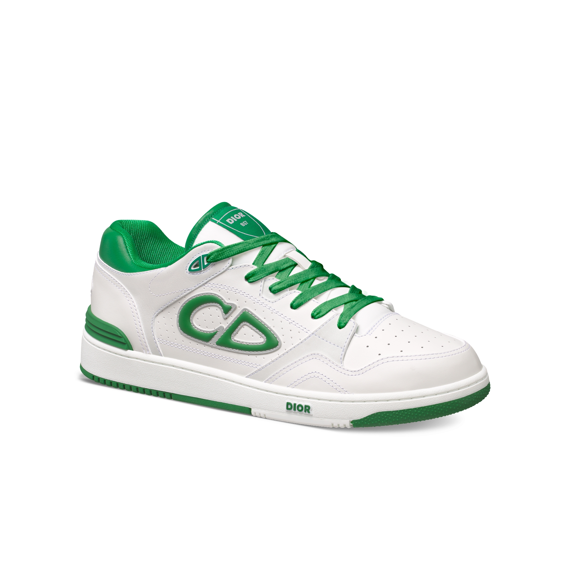 B57 Dribble Low-Top Sneaker White and Green Smooth Calfskin with White ...