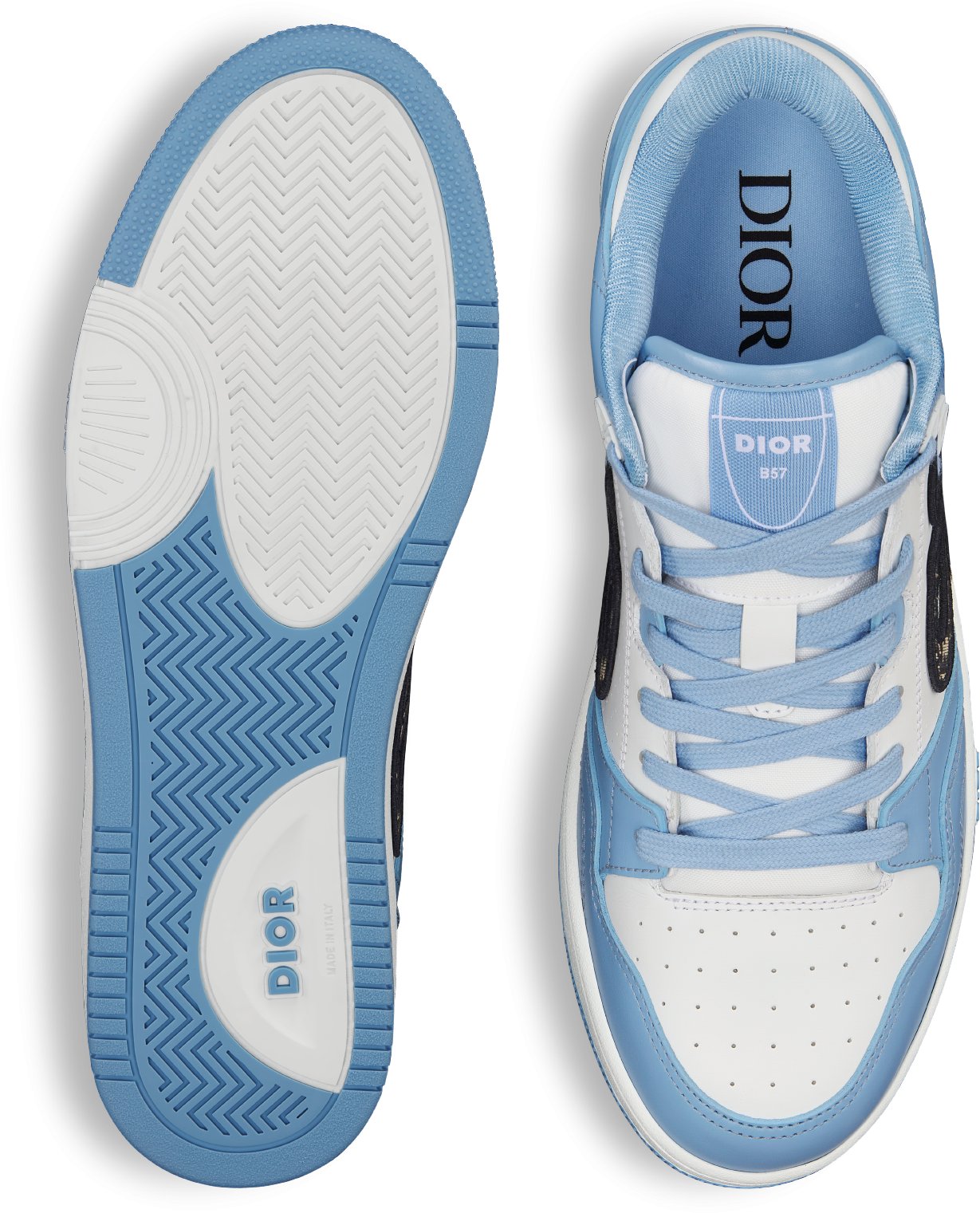 B57 Low-Top Sneaker Light Blue and White Smooth Calfskin with Beige and ...