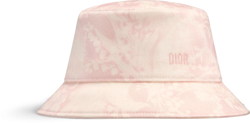 Kids' Bucket Hat Pink Cotton Gabardine with Faded Ivory Lily of the ...