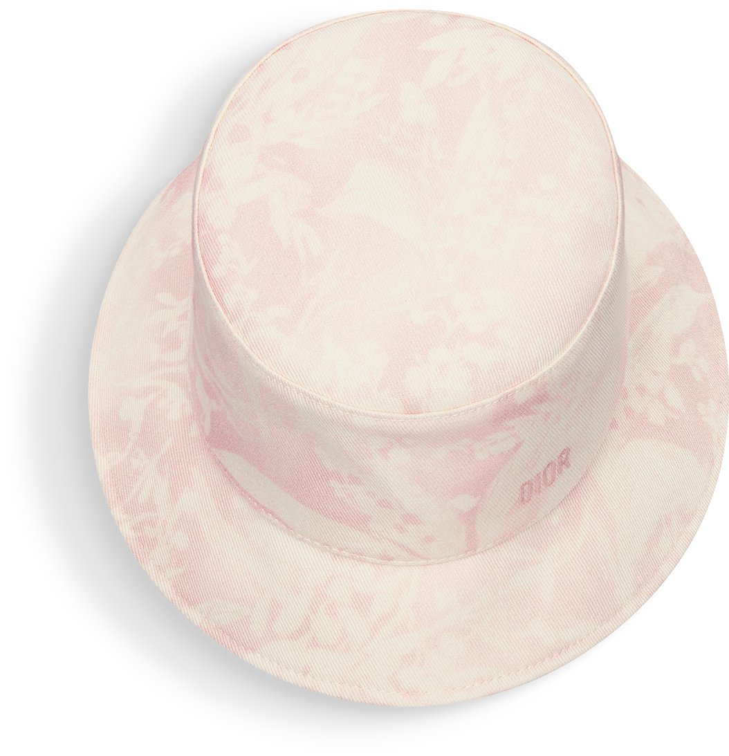 Kids' Bucket Hat Pink Cotton Gabardine with Faded Ivory Lily of the ...