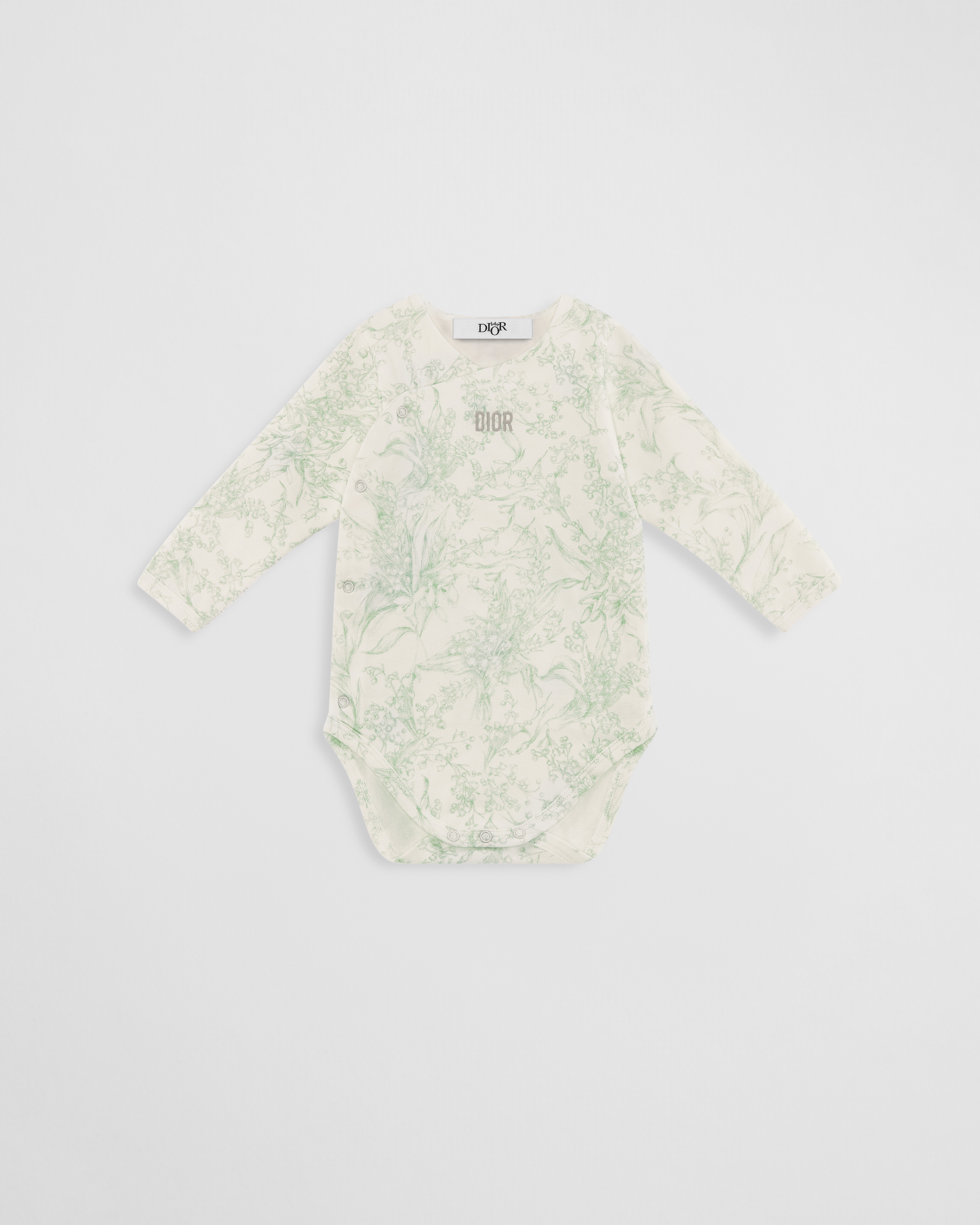 Gift Set with Three Long-Sleeved Onesies Ivory Cotton Interlock with ...