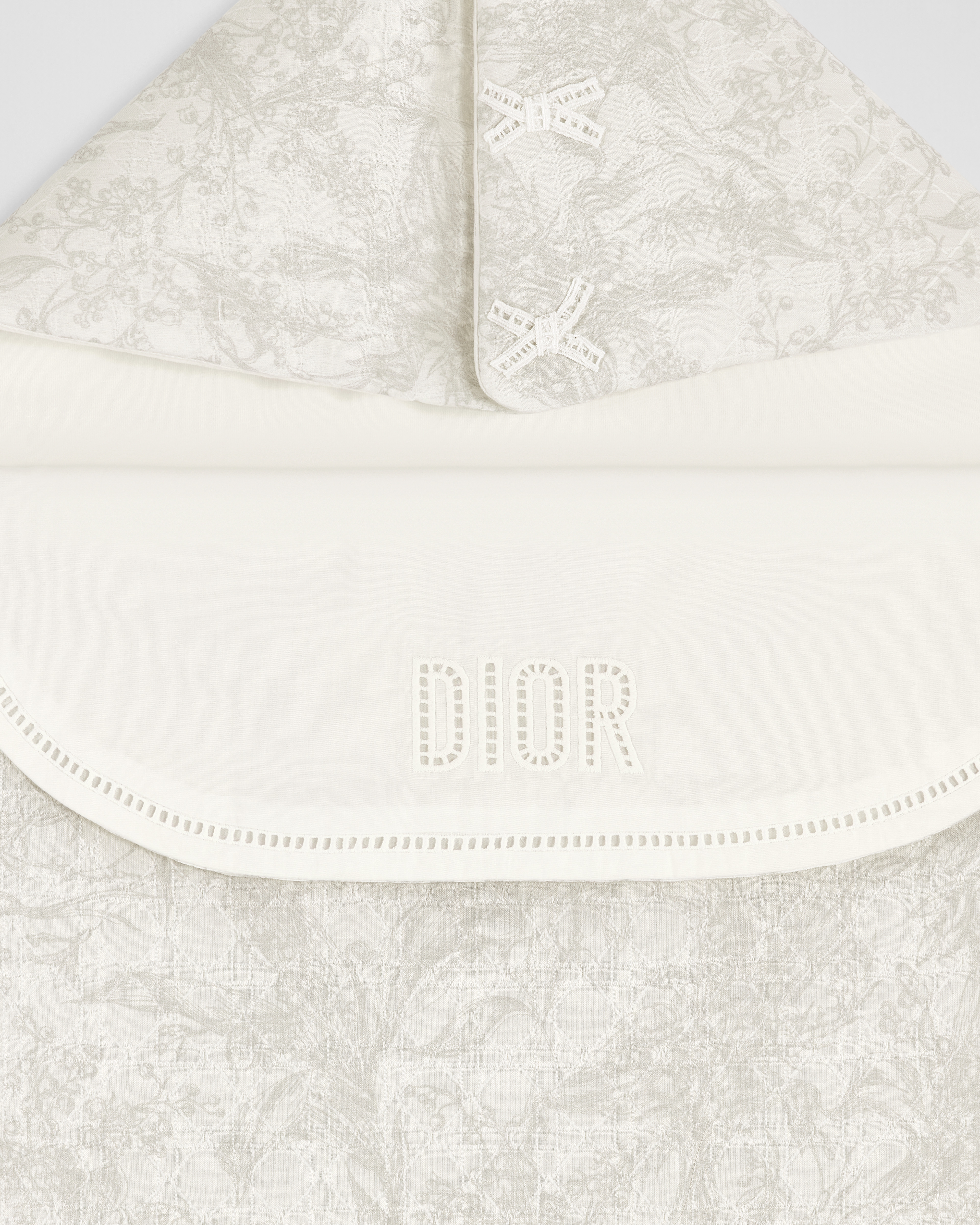Nido d’angelo Voile di cotone avorio con jacquard Cannage e stampa Lily ...