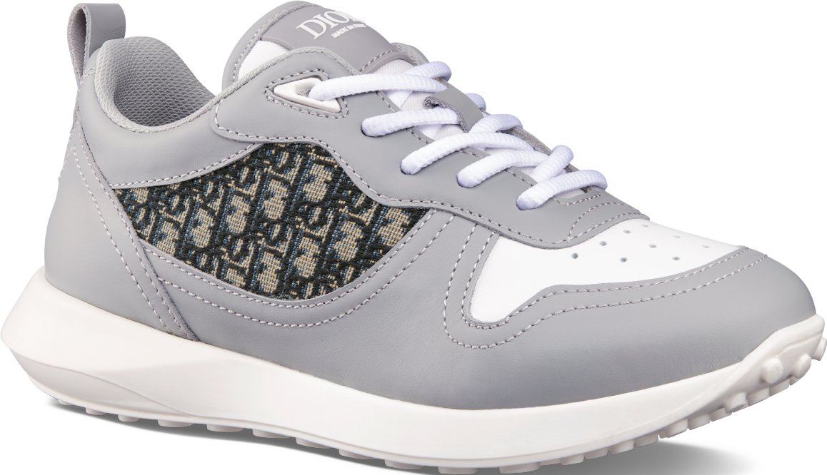 B25 Runner Sneaker für Kinder Glattes Kalbsleder in Grau und Weiß und ...