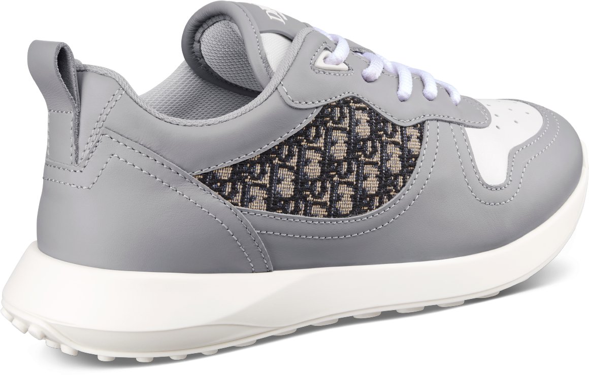 Kids' B25 Runner Sneaker Gray and White Smooth Calfskin with Beige and Black Dior Oblique ...