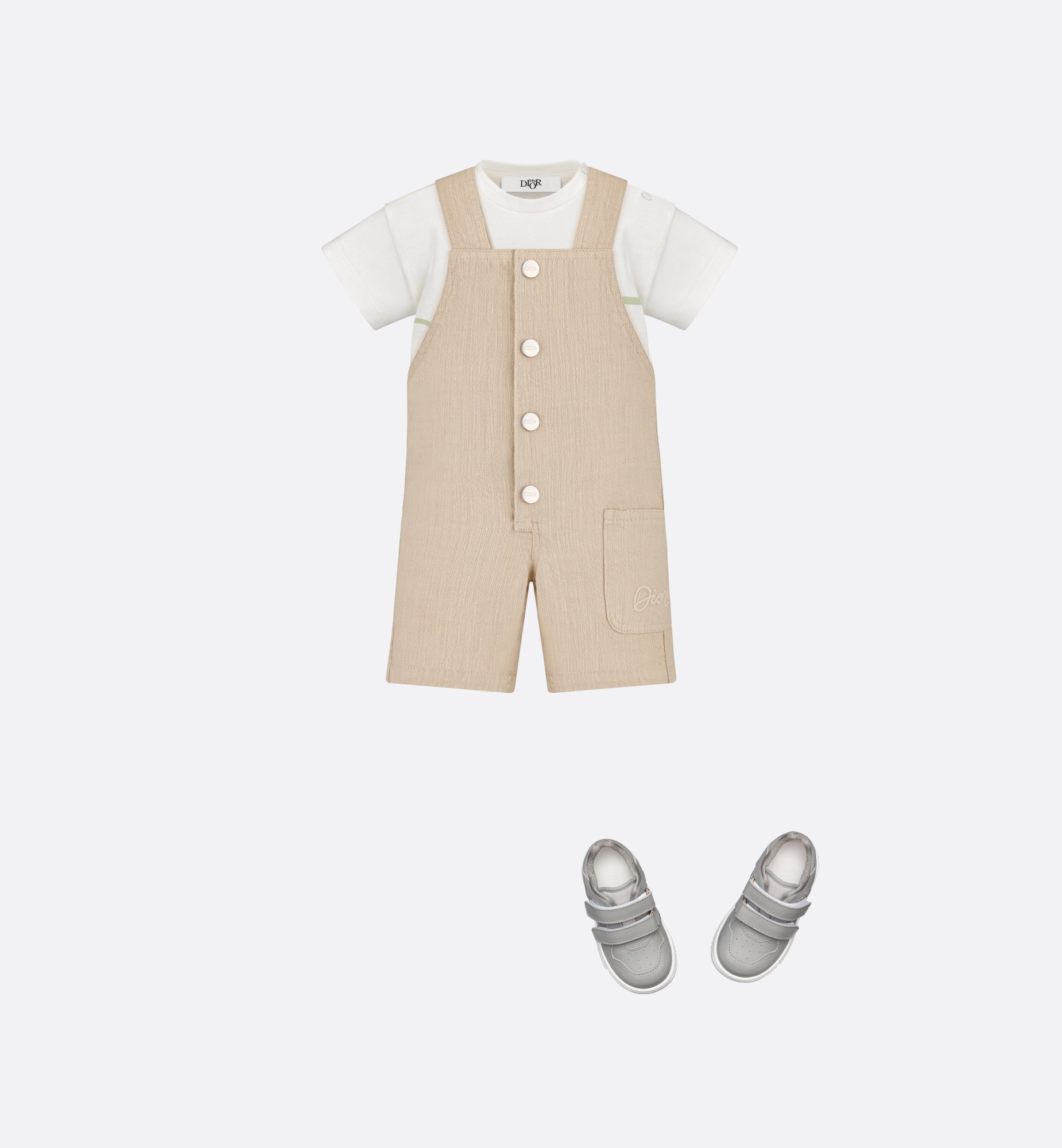 Lage B27-sneaker voor baby’s Soepel stormgrijs kalfsleer en canvas ...