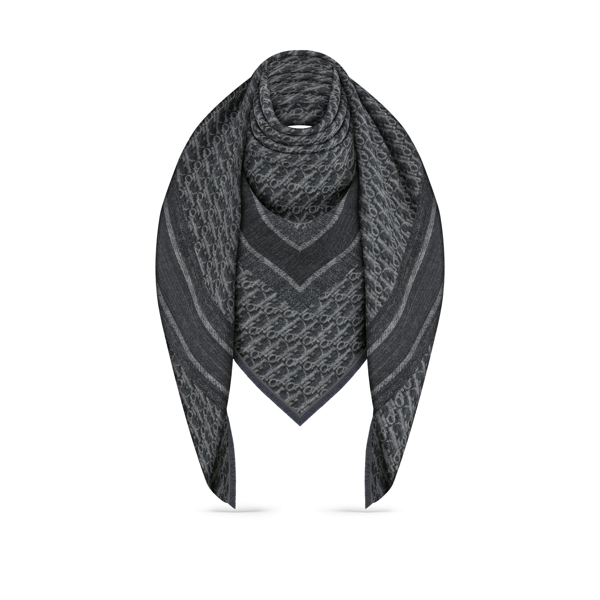 Dior Oblique 숄 네이비 블루 울 실크 | DIOR