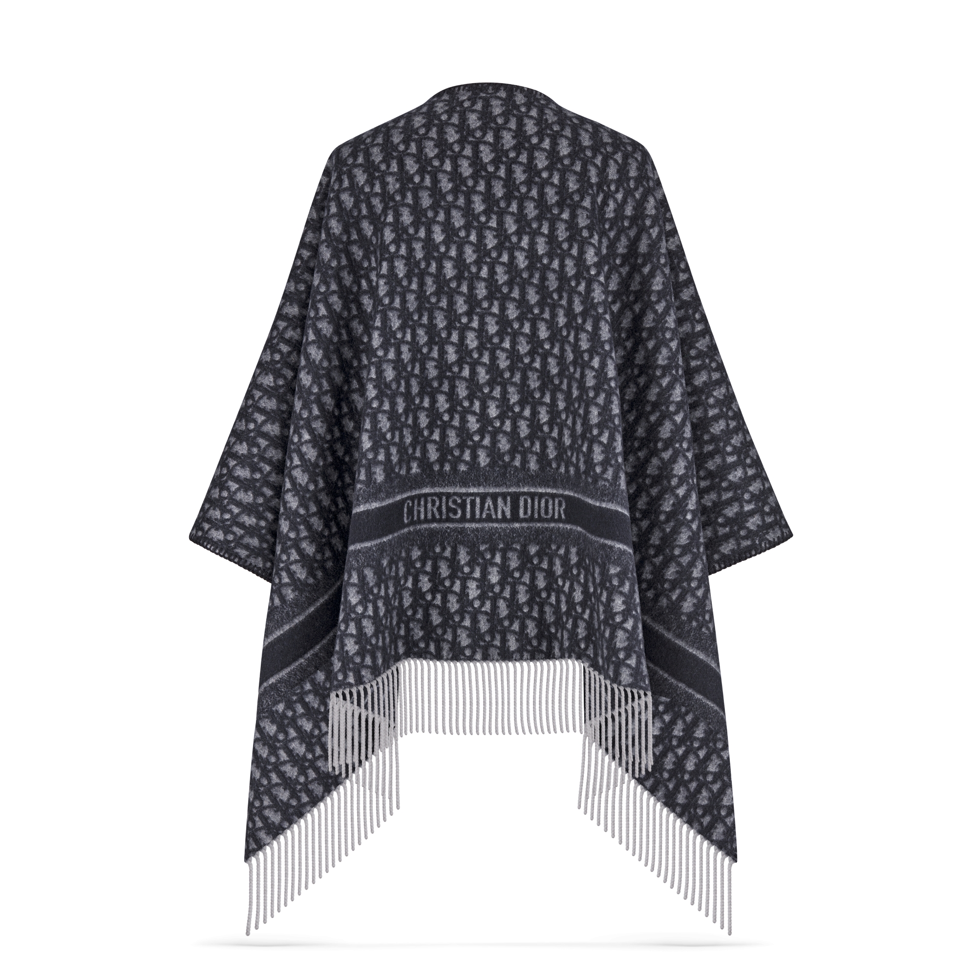 Dior Oblique Poncho Navy Blue Wool and Cashmere | DIOR