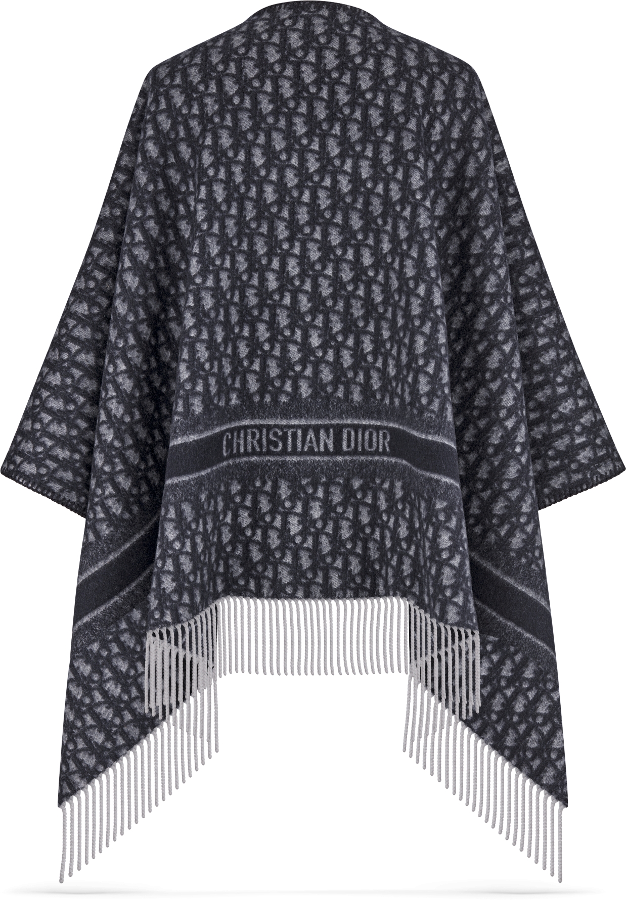 Dior Oblique Poncho Navy Blue Wool and Cashmere | DIOR