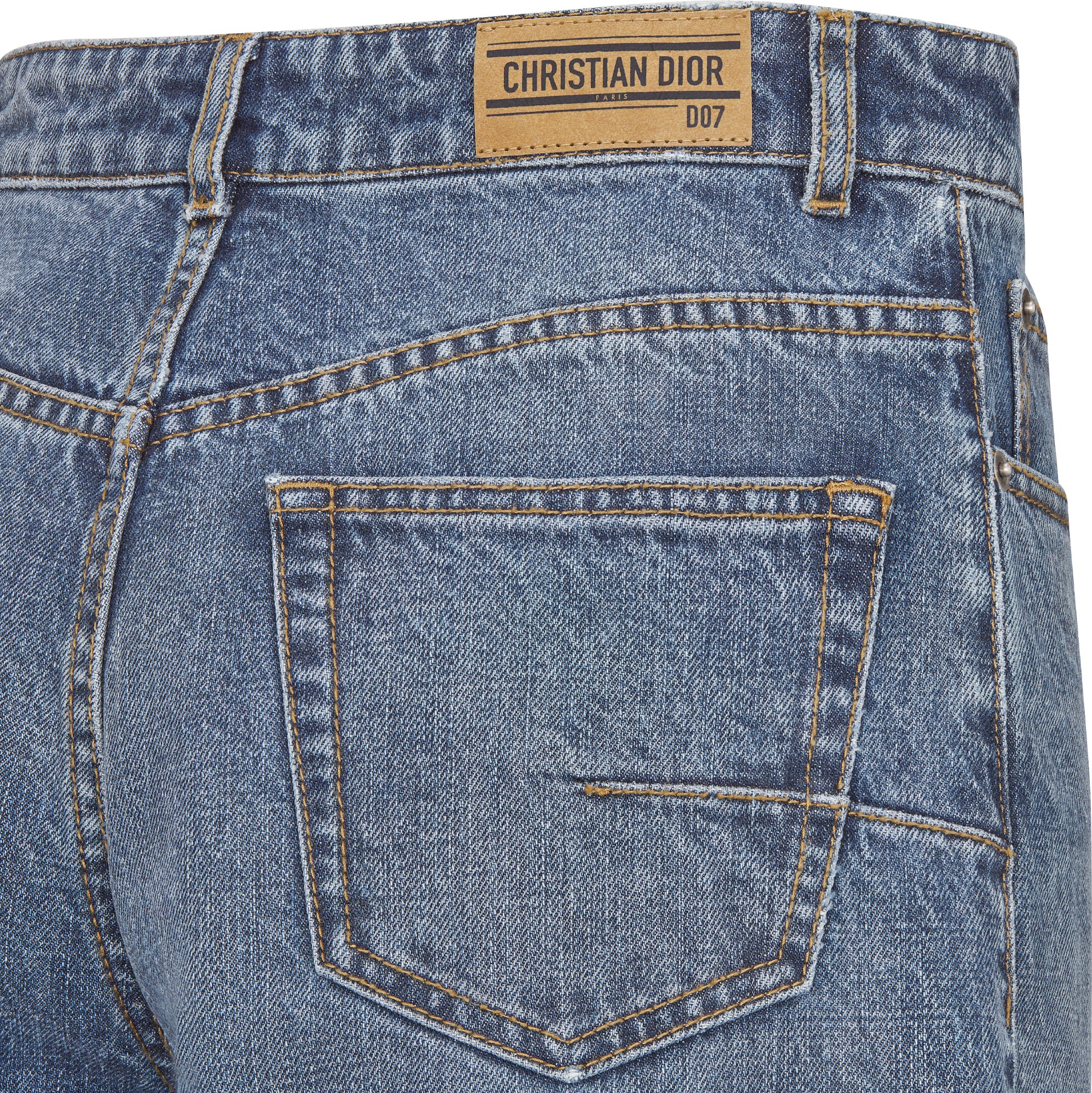 Dior 8 Flared Cropped Jeans, D07 Blue Stonewashed Cotton Denim | DIOR
