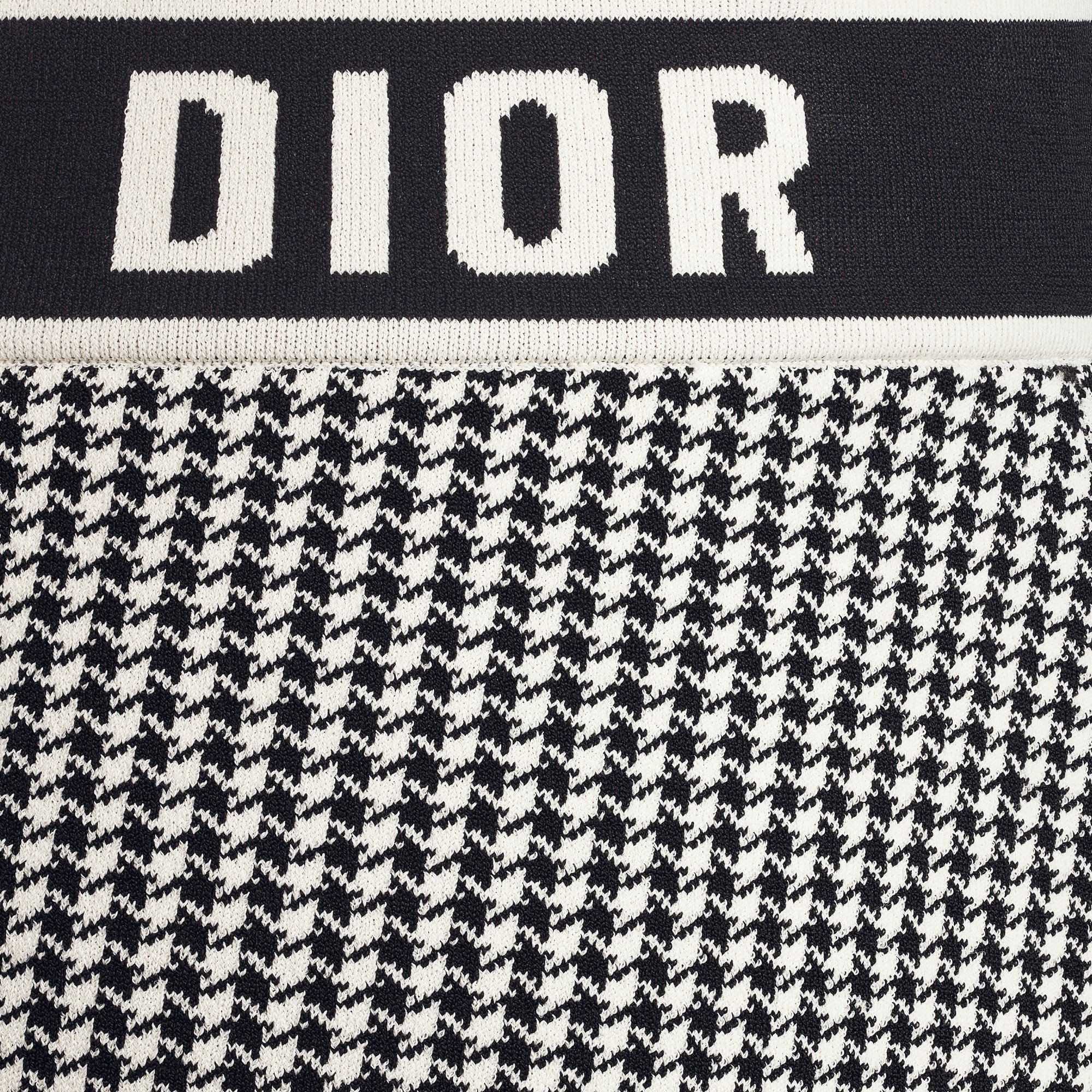Miniskirt White and Black Houndstooth Technical Knit | DIOR